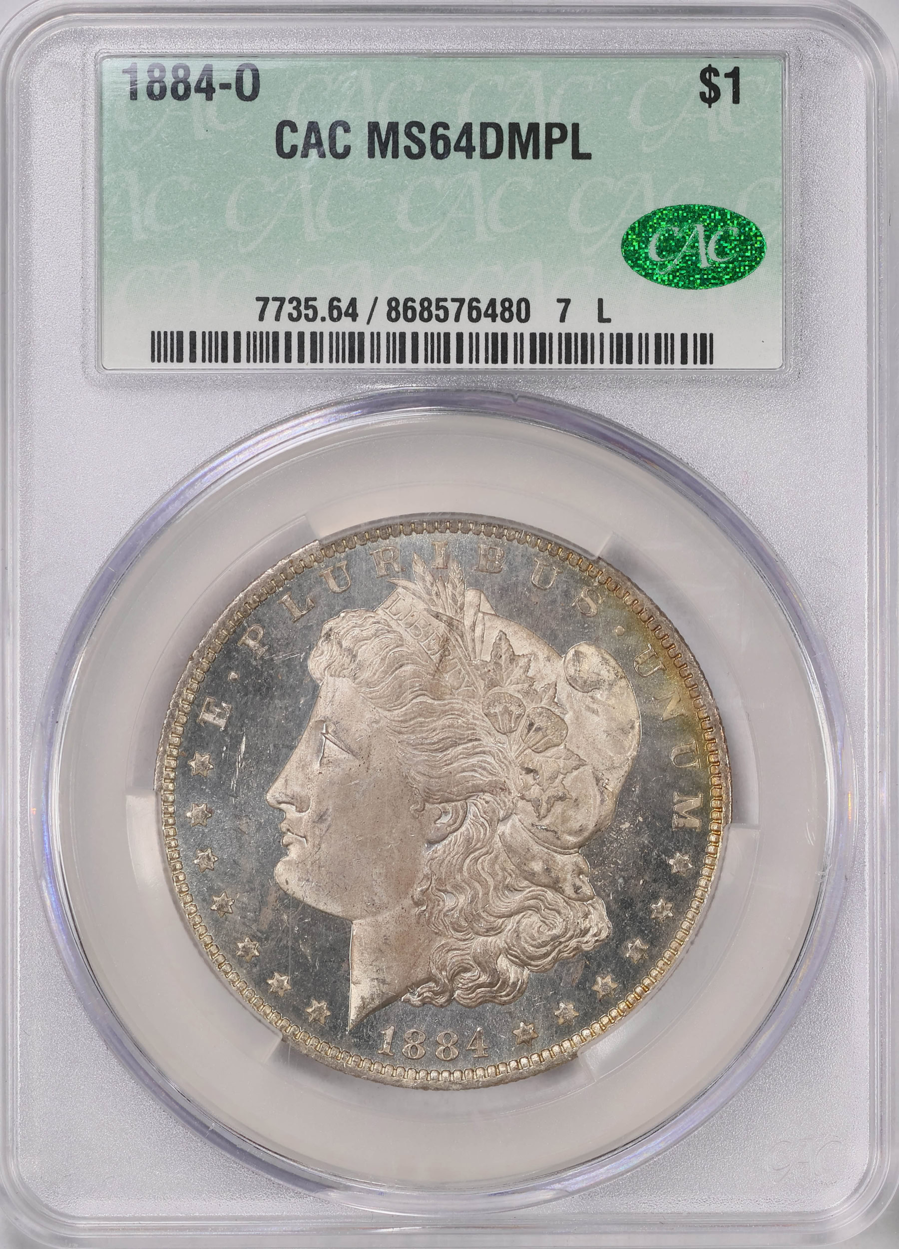 1884-O Morgan Silver Dollar CACG MS-64 DMPL (Item 1649916) | GreatCollections Coin Auctions