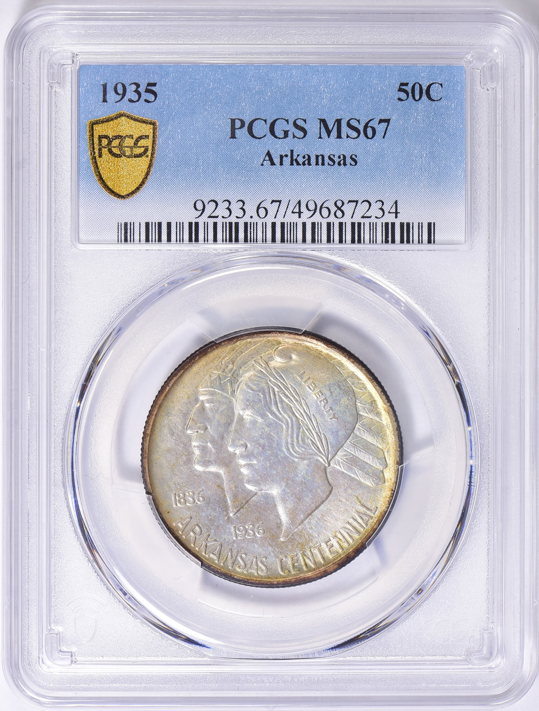 1935 Arkansas Centennial Half Dollar PCGS MS-67 (Toned) (Item 1649939 ...