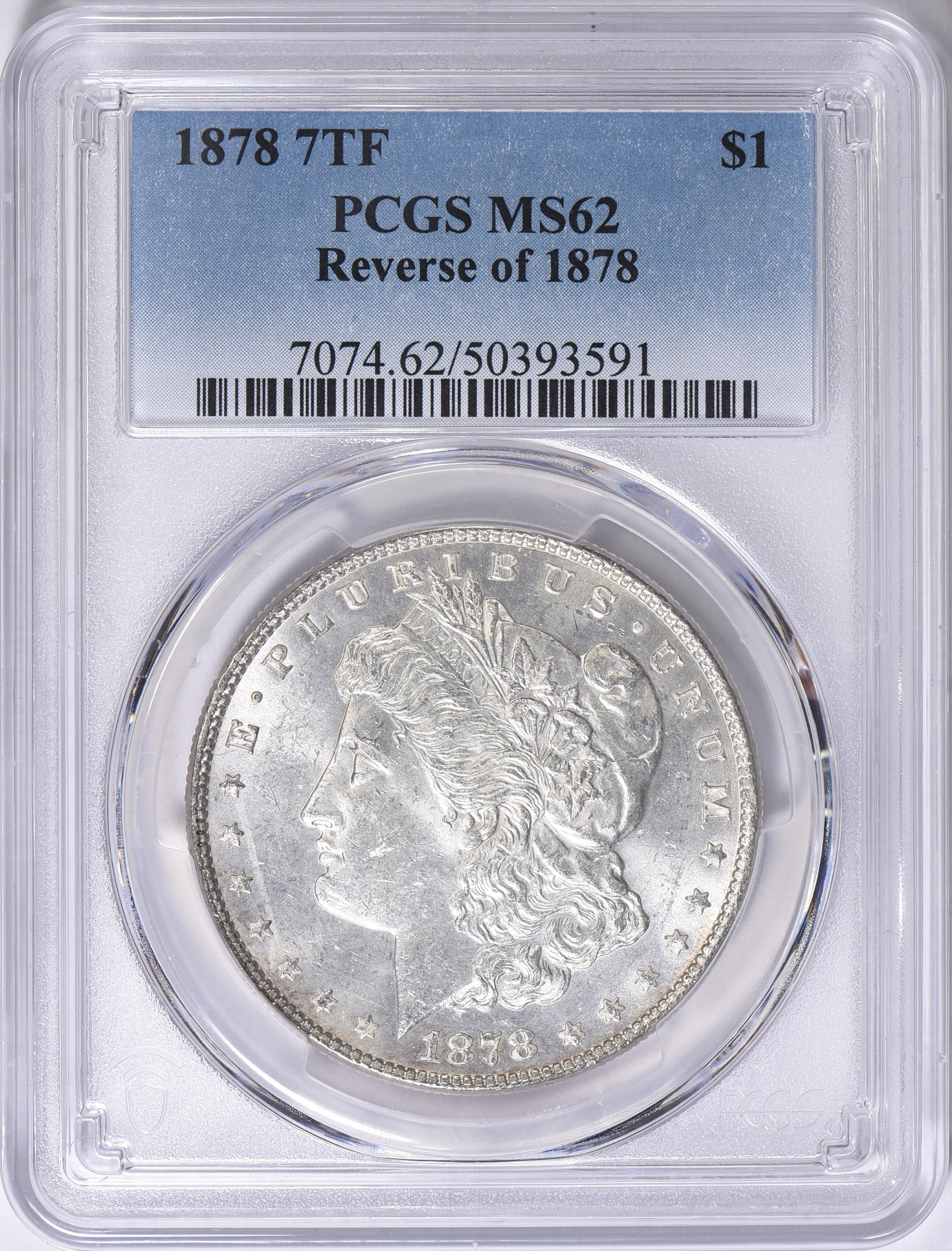 1878 Morgan Silver Dollar 7 Tailfeathers, Reverse of 1878 PCGS MS-62 (Item 1650108 ...