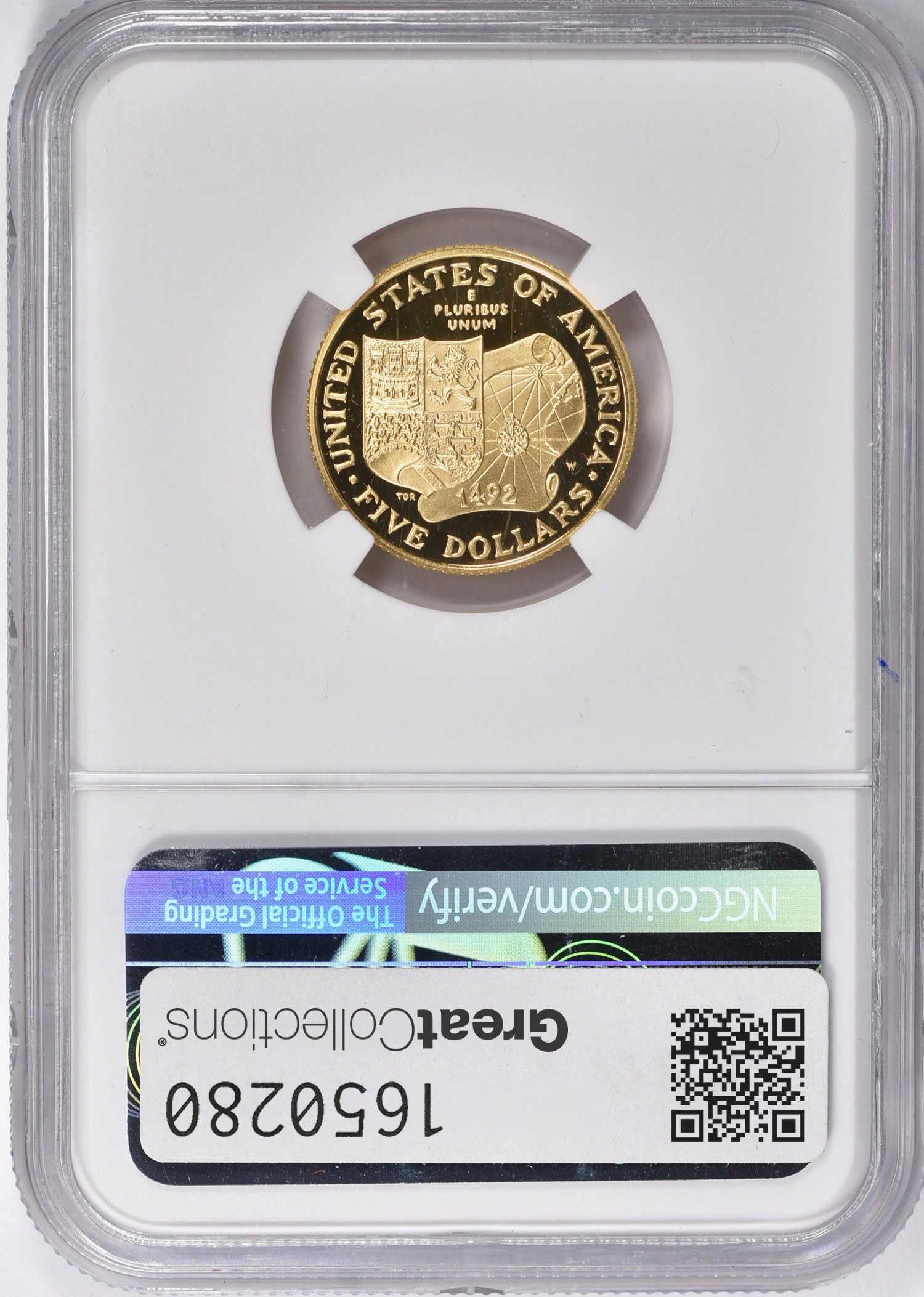 1992-W Christopher Columbus Quincentenary Gold $5 NGC Proof-70 UC (Item ...