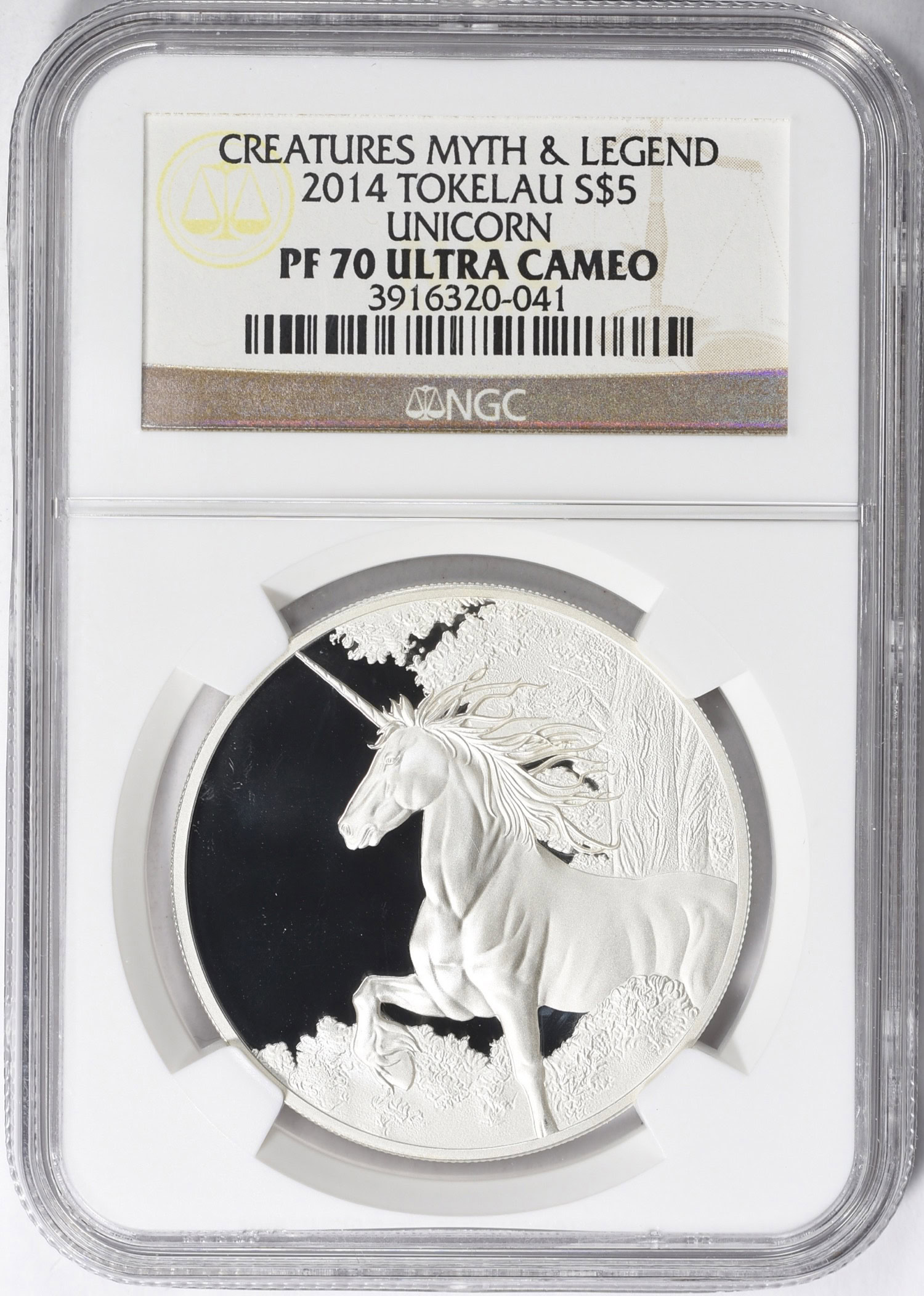 Tokelau 2014 Silver $5 Creatures of Myth & Legend Unicorn NGC Proof-70 ...