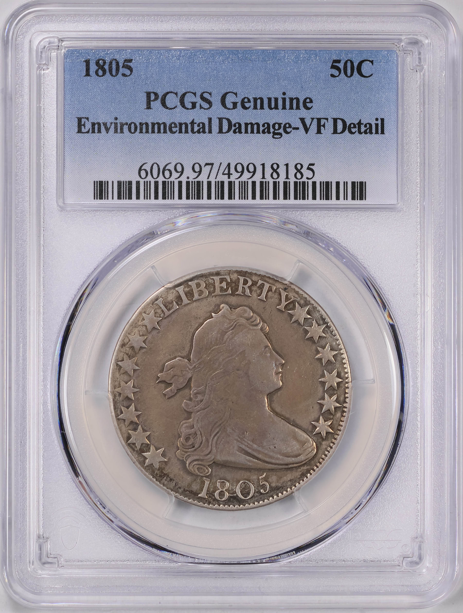1805 Draped Bust Half Dollar PCGS Genuine VF Details (Item 1650425) | GreatCollections Coin Auctions