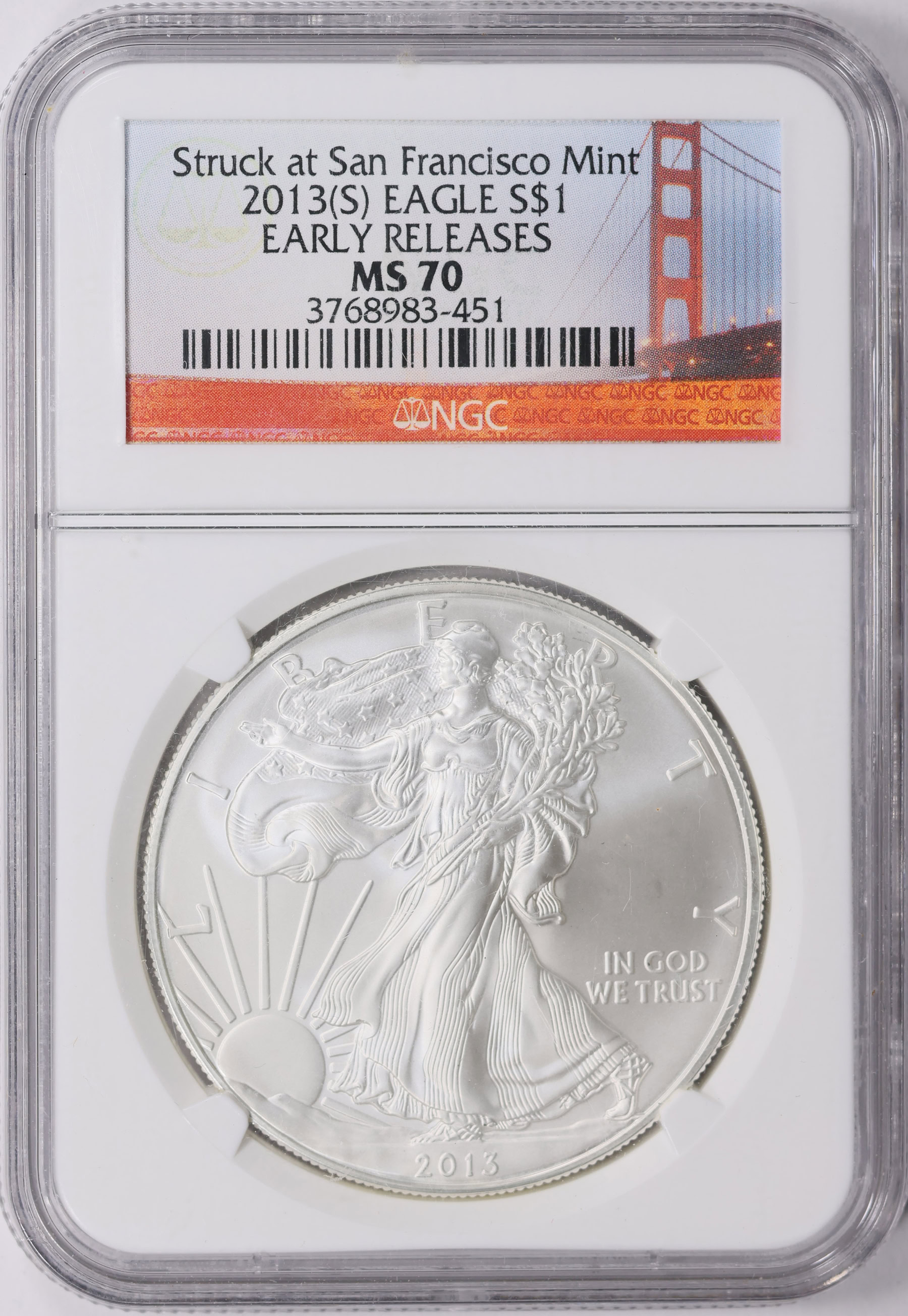 2013-(S) $1 Silver Eagle Early Releases (Struck at San Francisco) NGC MS-70 (Item 1650468 ...