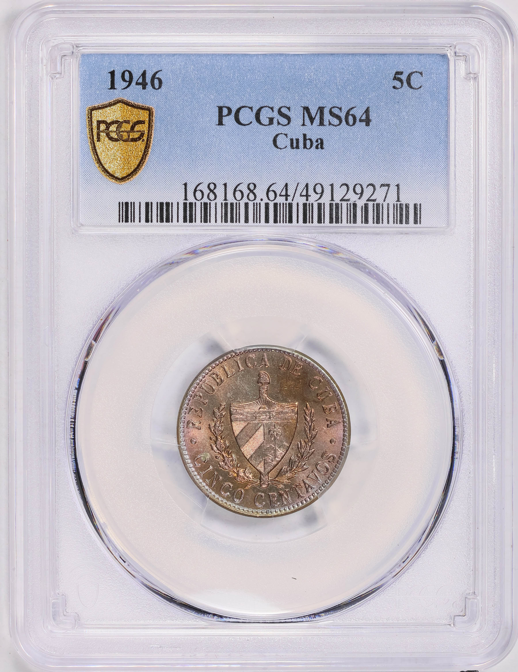 Cuba 1946 5 Centavos KM-11.3 PCGS MS-64 (Toned) (Item 1650488 ...