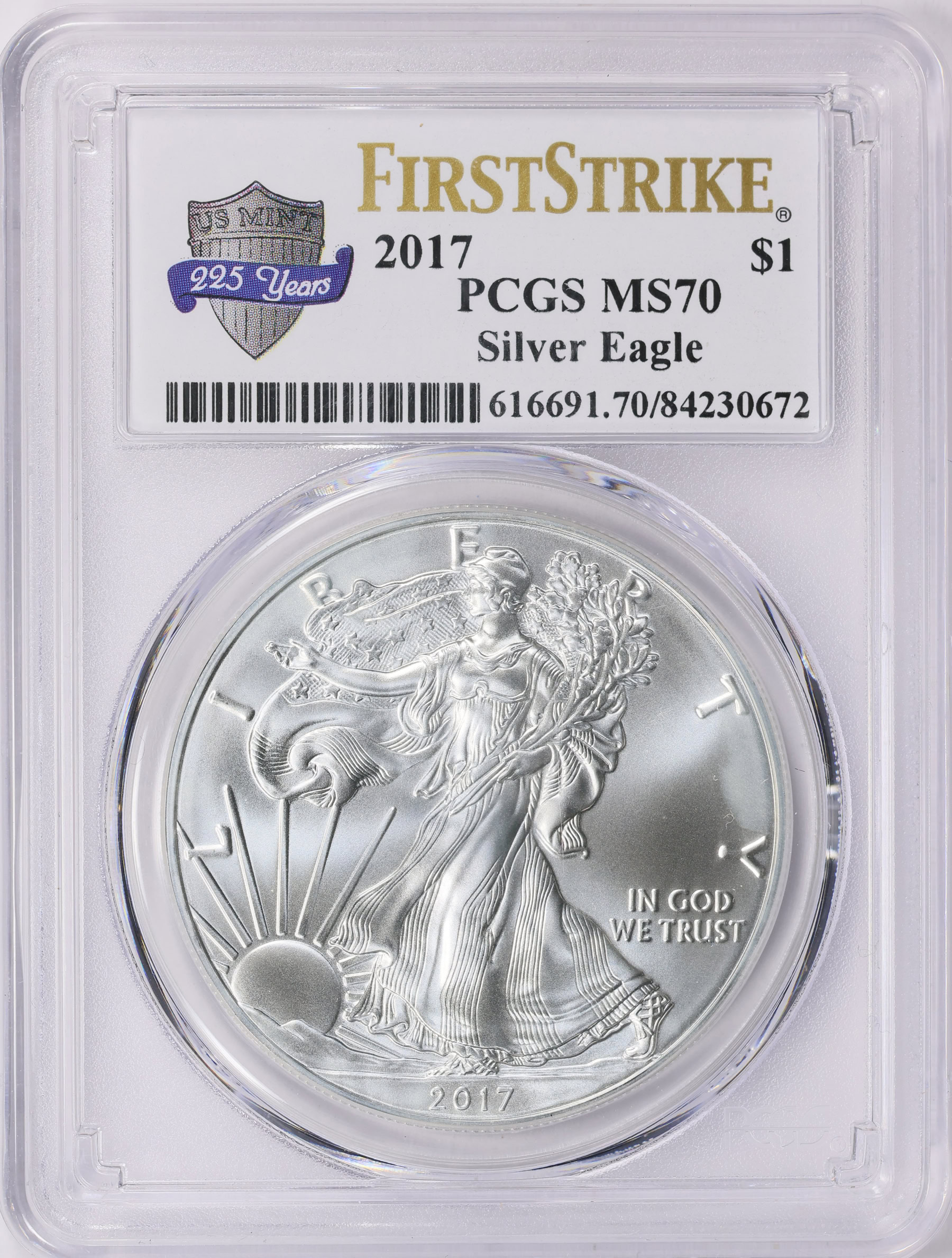 2017 $1 Silver Eagle First Strike PCGS MS-70 (Item 1650544) | GreatCollections Coin Auctions