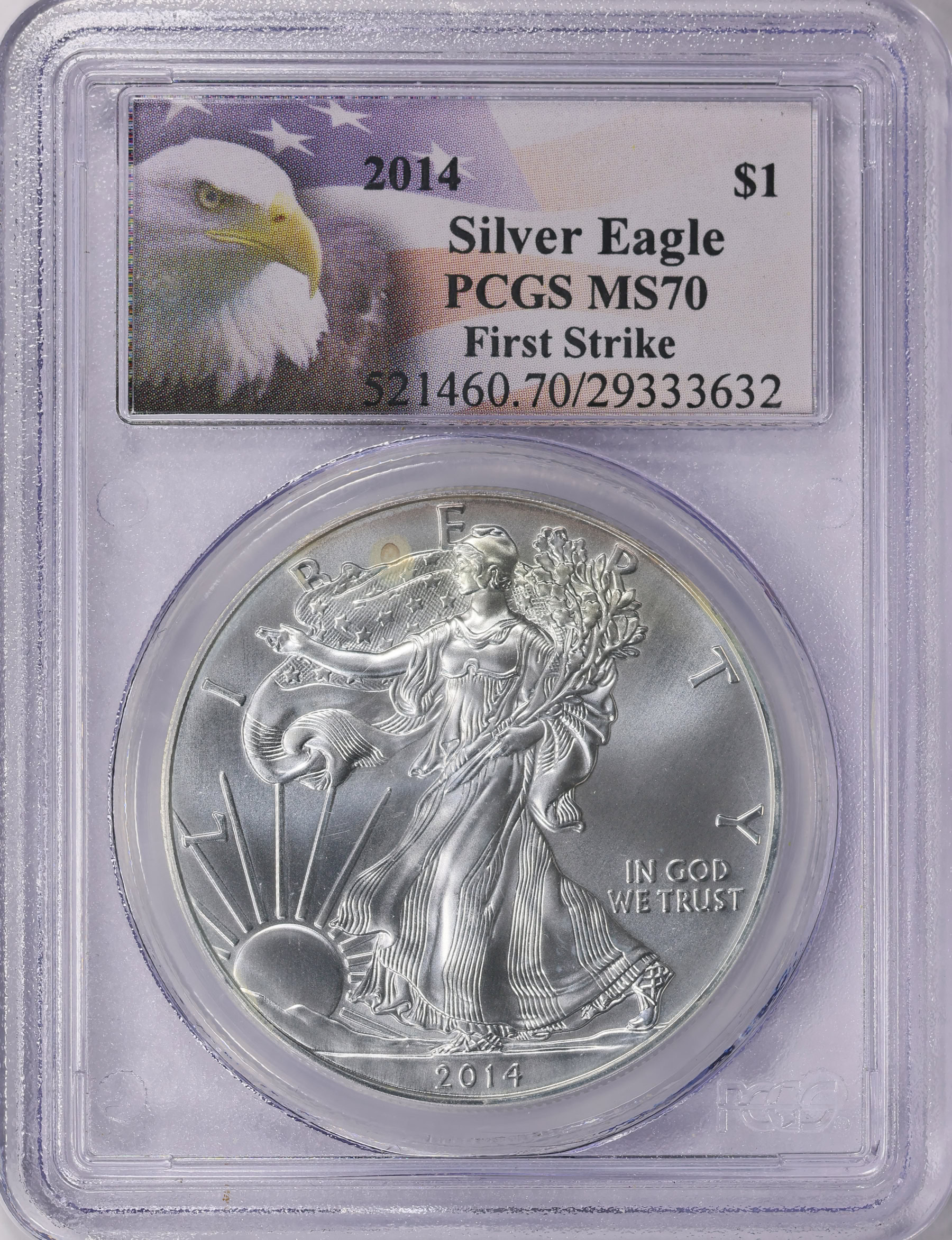 2014 $1 Silver Eagle First Strike PCGS MS-70 (Eagle Label) (Item ...