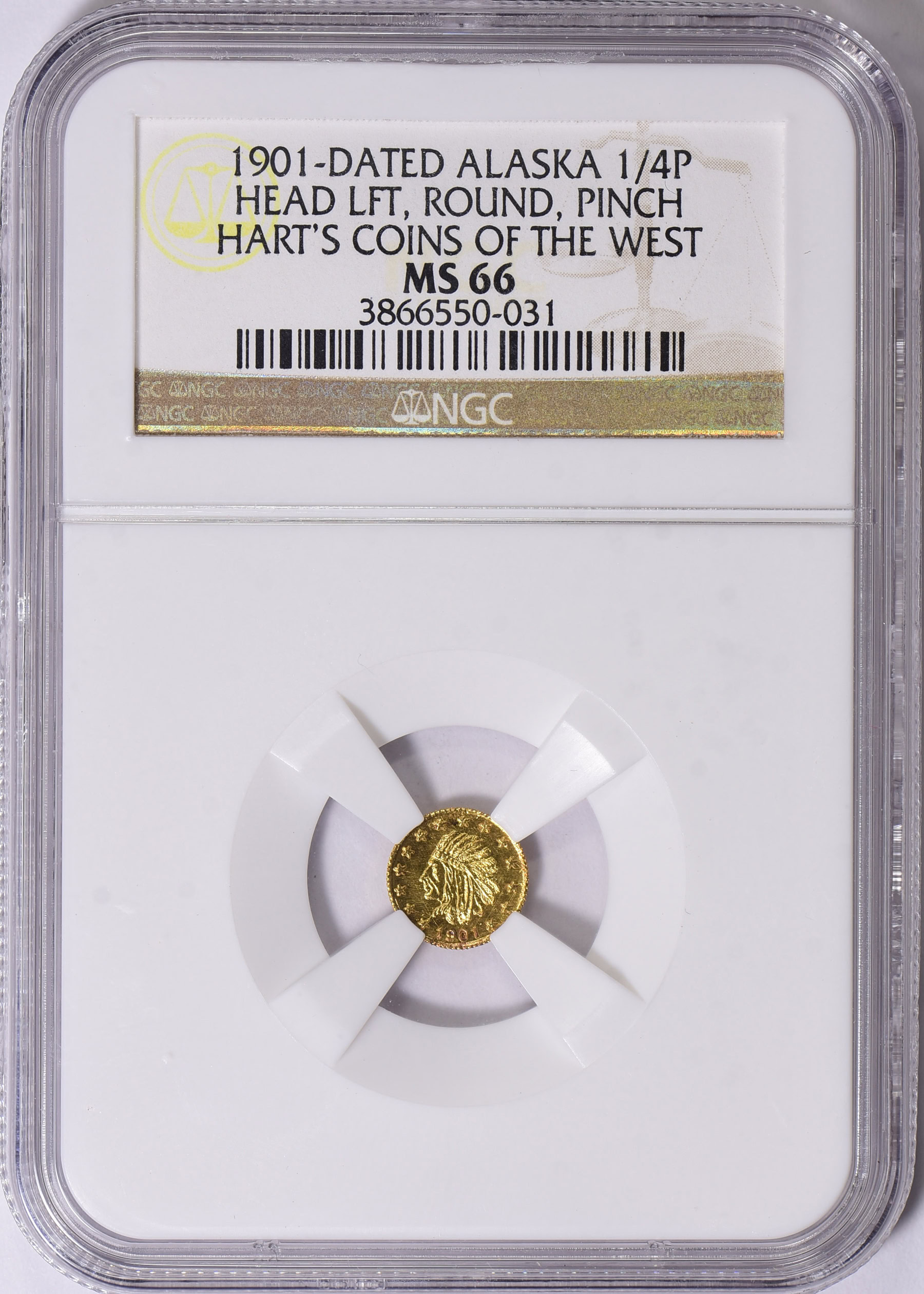 1901-Dated 1/4 Pinch Alaska Gold Hart's Coins of the West Token Round ...