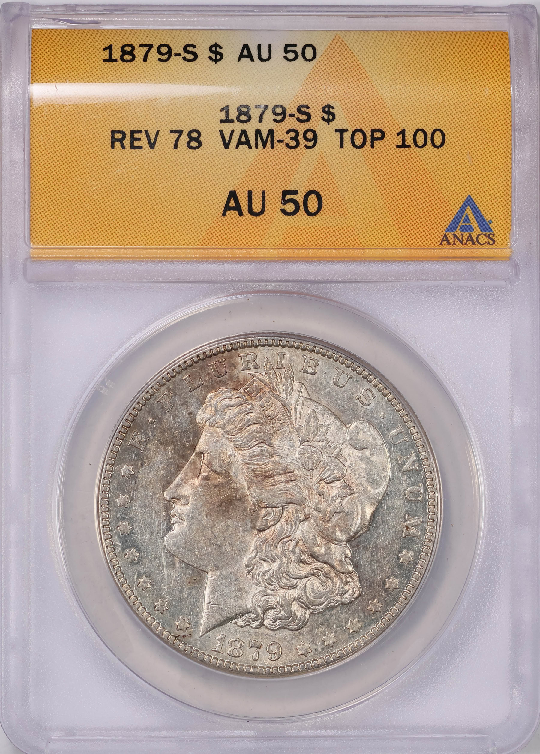 1879-S Morgan Silver Dollar Reverse of 1878 VAM-39 Top 100 ANACS AU-50 (Item 1651051 ...