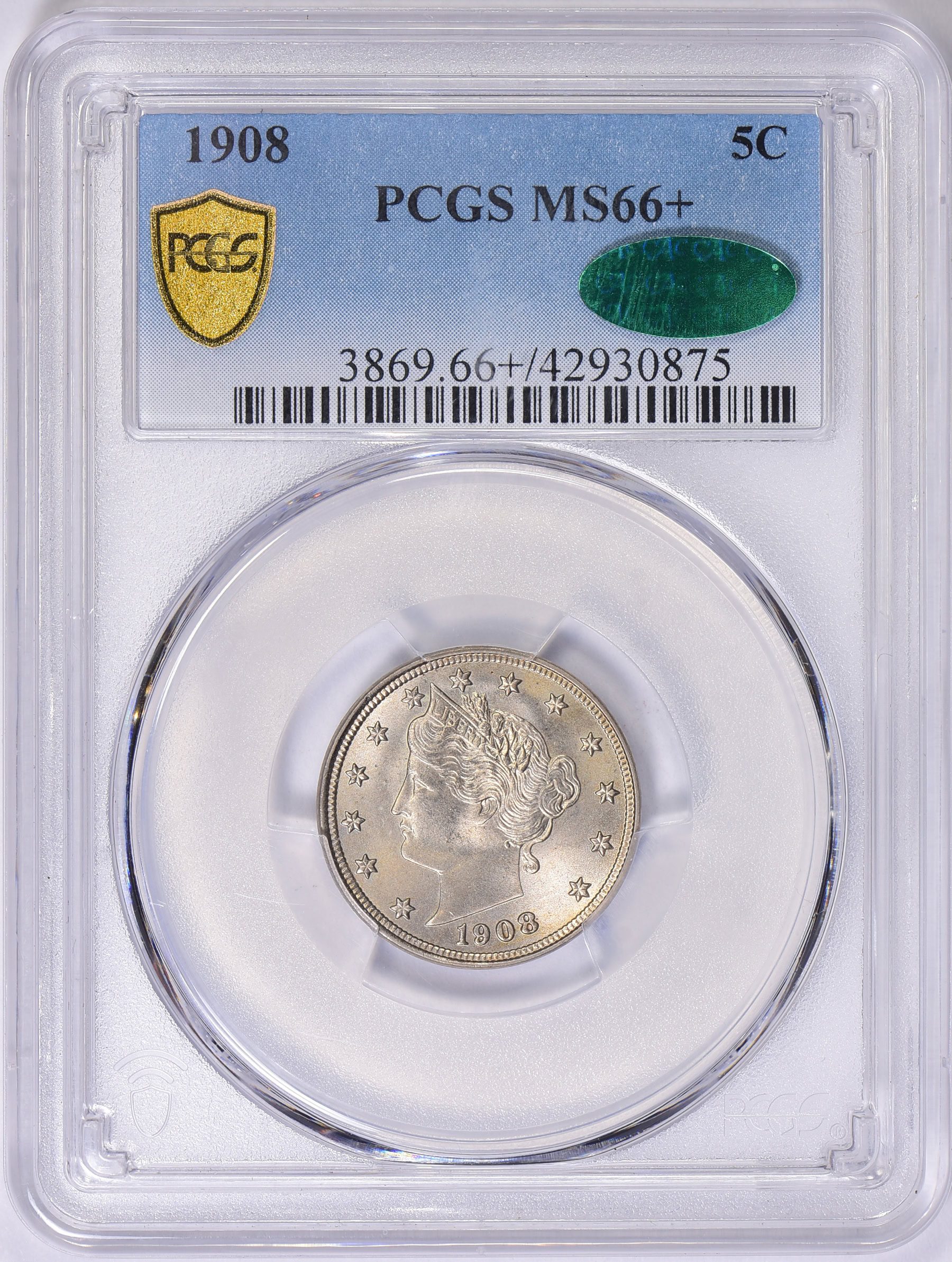1908 Liberty Nickel PCGS MS-66+ (CAC Green) (Item 1651172 ...