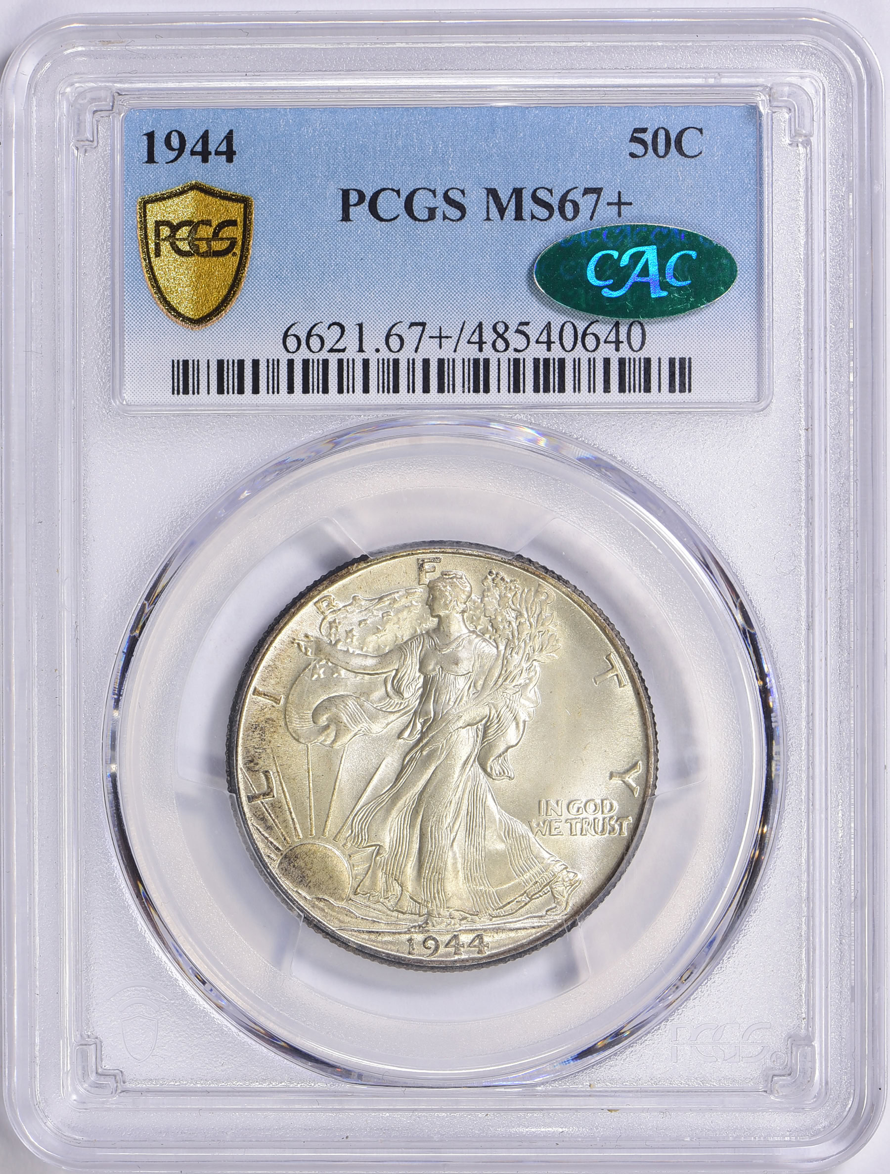 1944 Walking Liberty Half Dollar PCGS MS-67+ (CAC Green) (Item 1651175) | GreatCollections Coin ...
