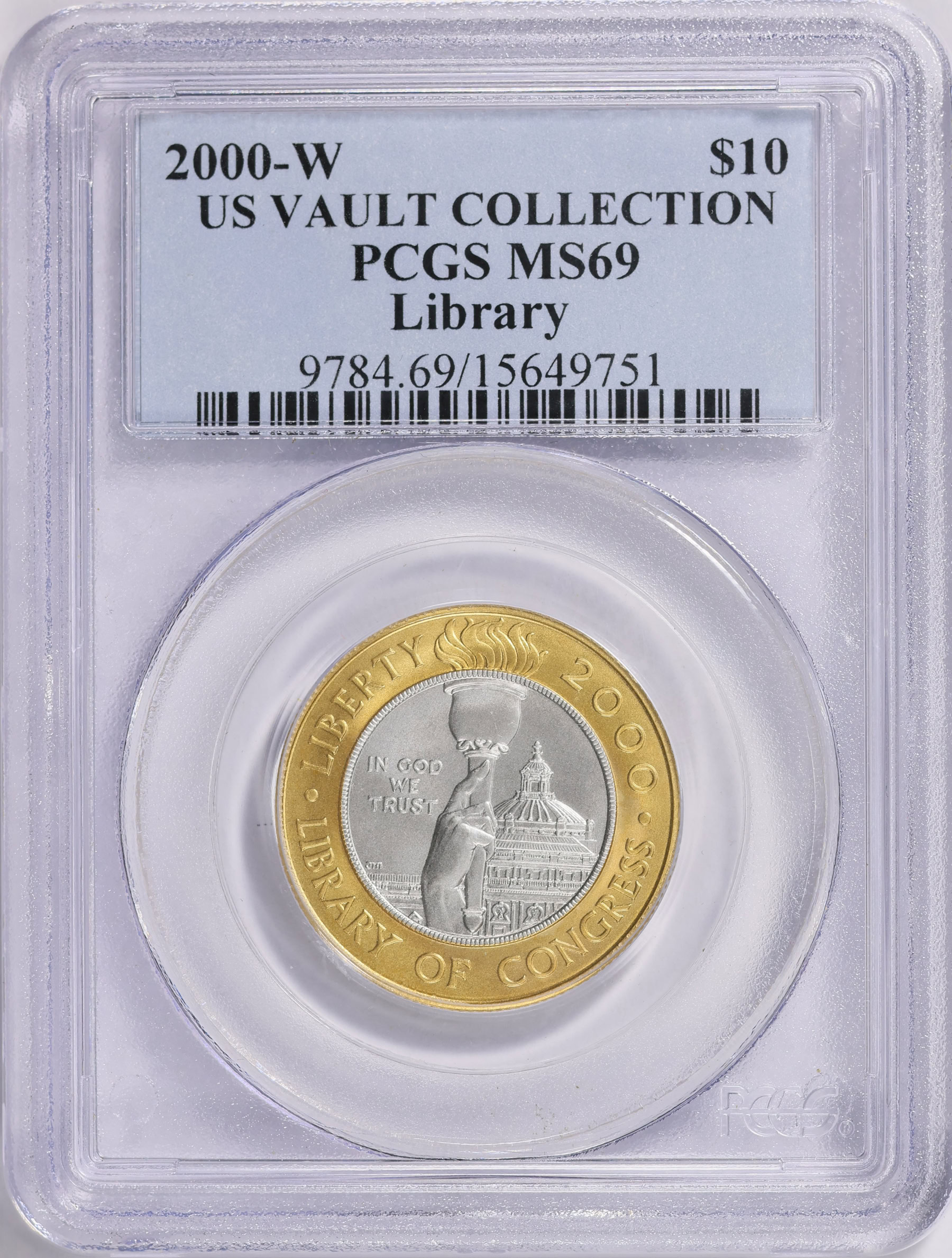 2000-W Library of Congress Bicentennial Bi-Metallic $10 PCGS MS-69 (US Vault Collection) (Item ...