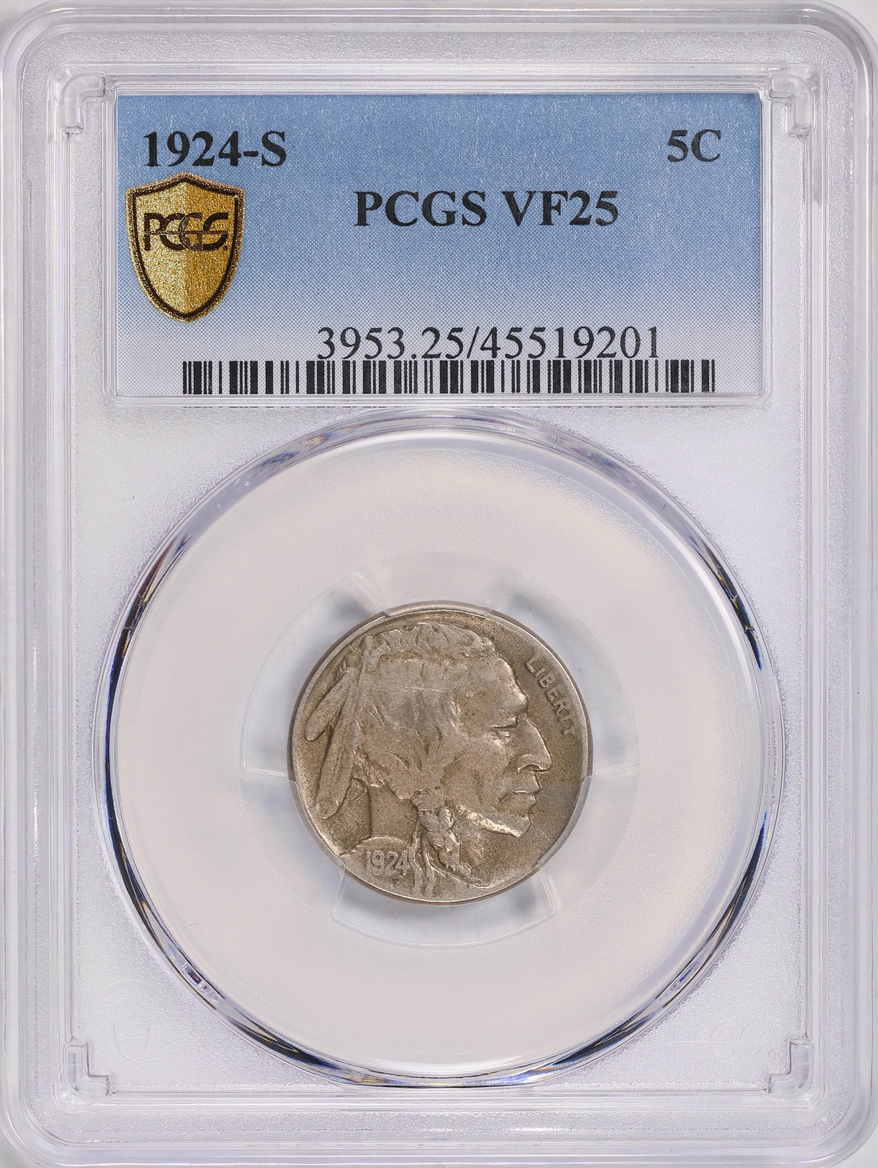 1924-S Buffalo Nickel PCGS VF-25 (Item 1651435) | GreatCollections Coin ...