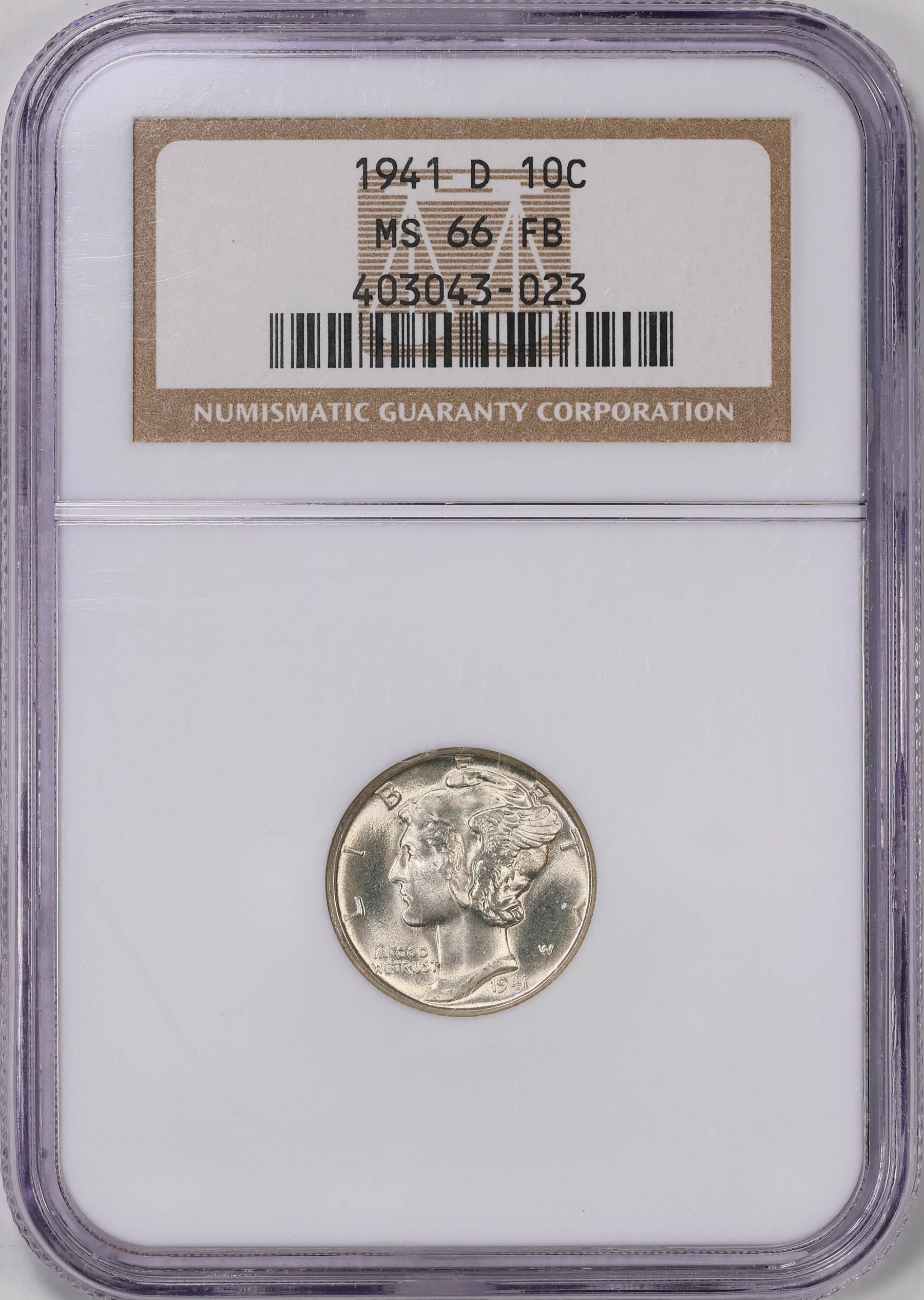 1941-D Mercury Dime NGC MS-66 FB (Item 1651441) | GreatCollections Coin Auctions