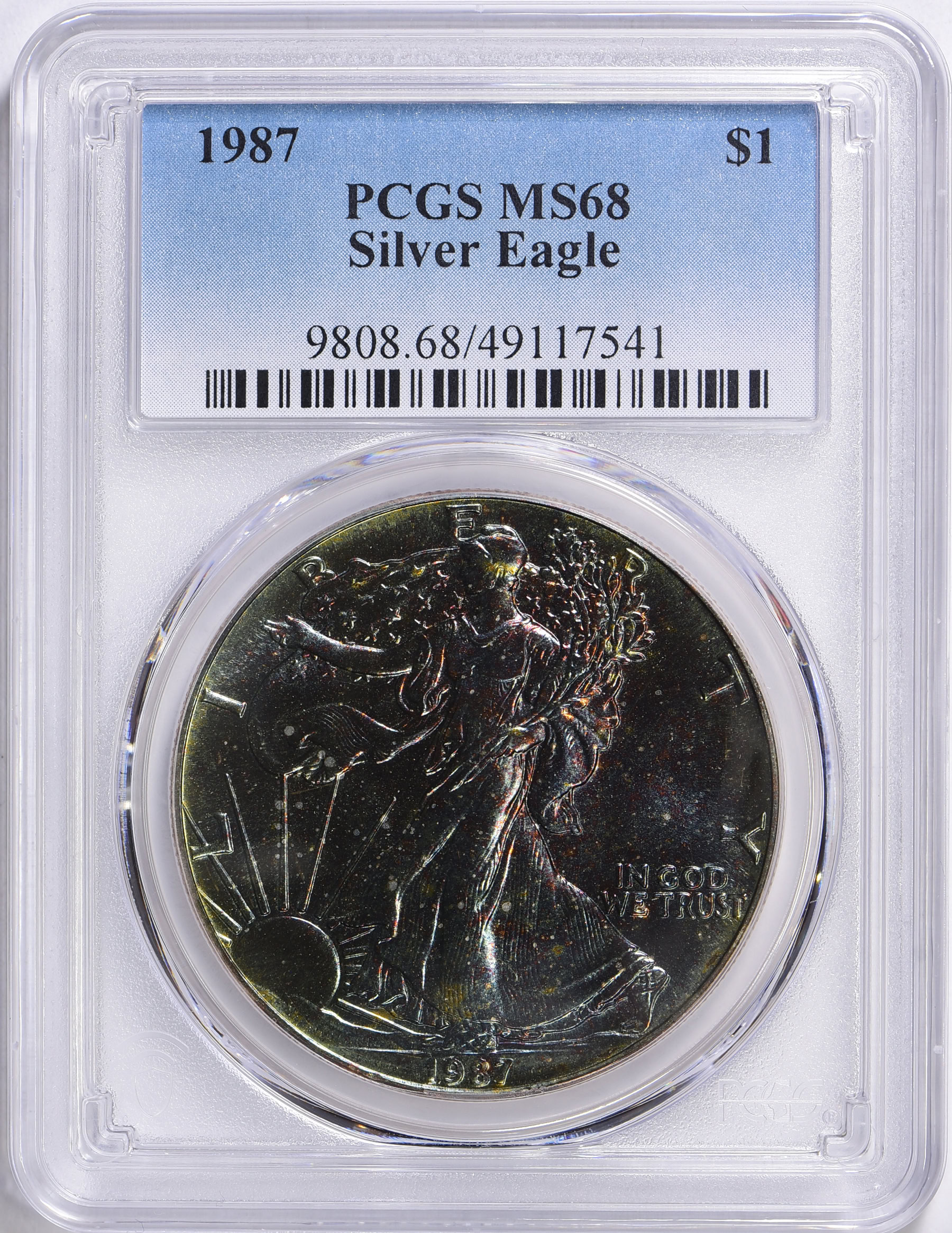 1987 $1 Silver Eagle PCGS MS-68 (Toned) (Item 1651575 ...
