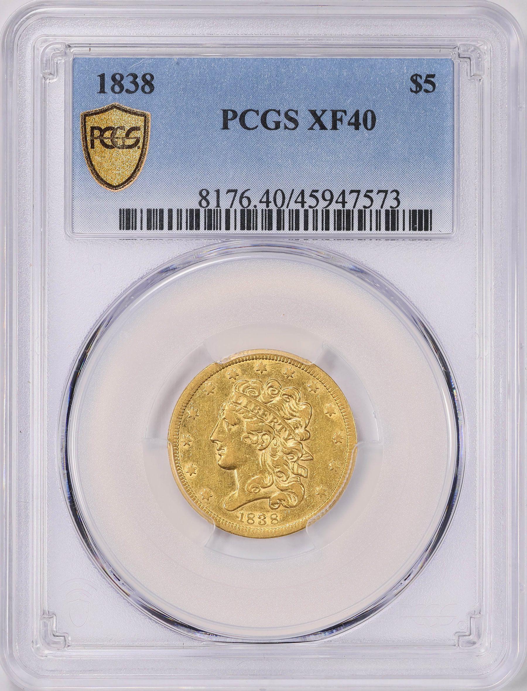1838 Classic Head Gold Half Eagle PCGS XF-40 (Item 1651762 ...