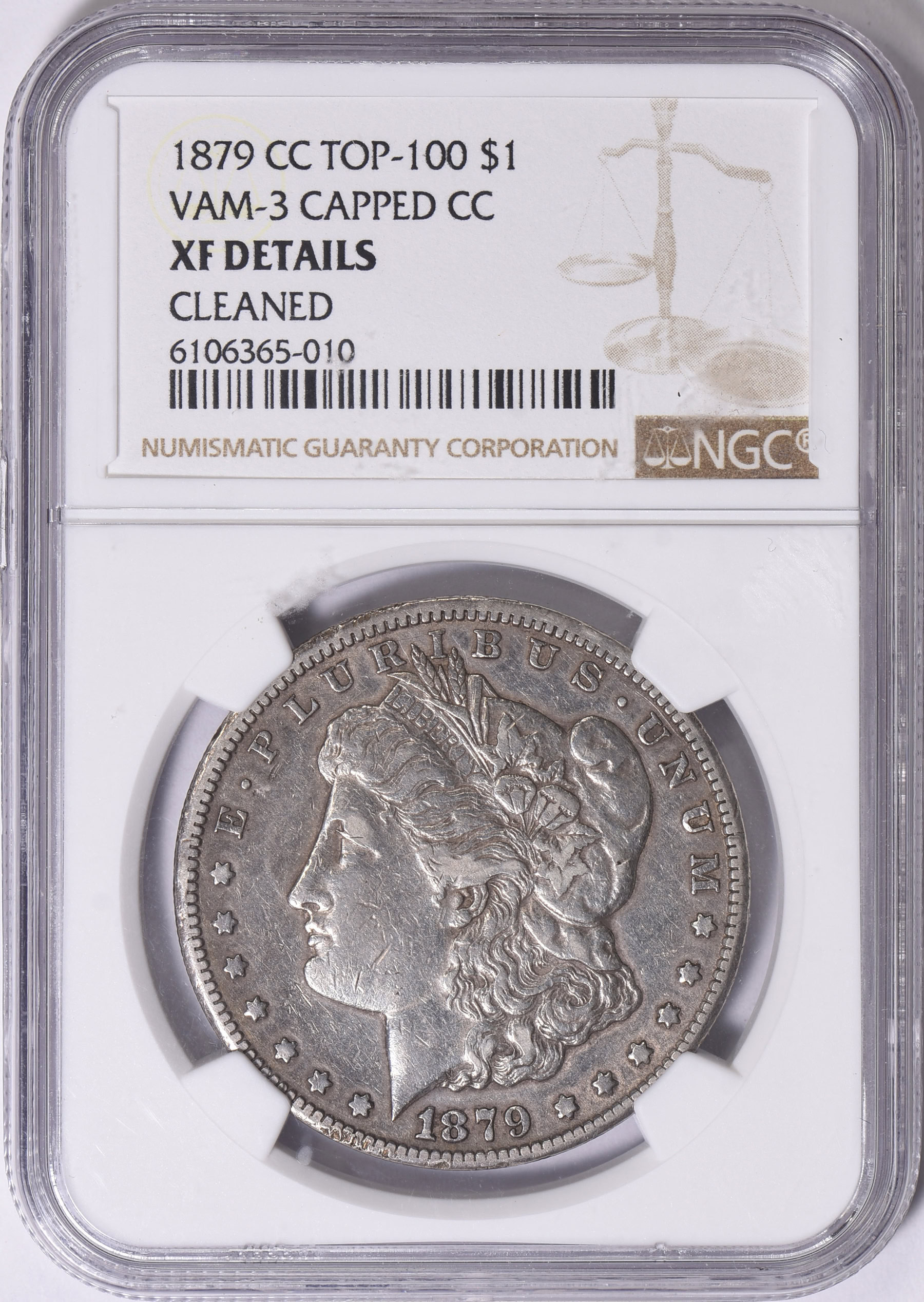 1879-CC Morgan Silver Dollar Capped Die VAM-3 Top 100 NGC XF Details (Item 1651845 ...