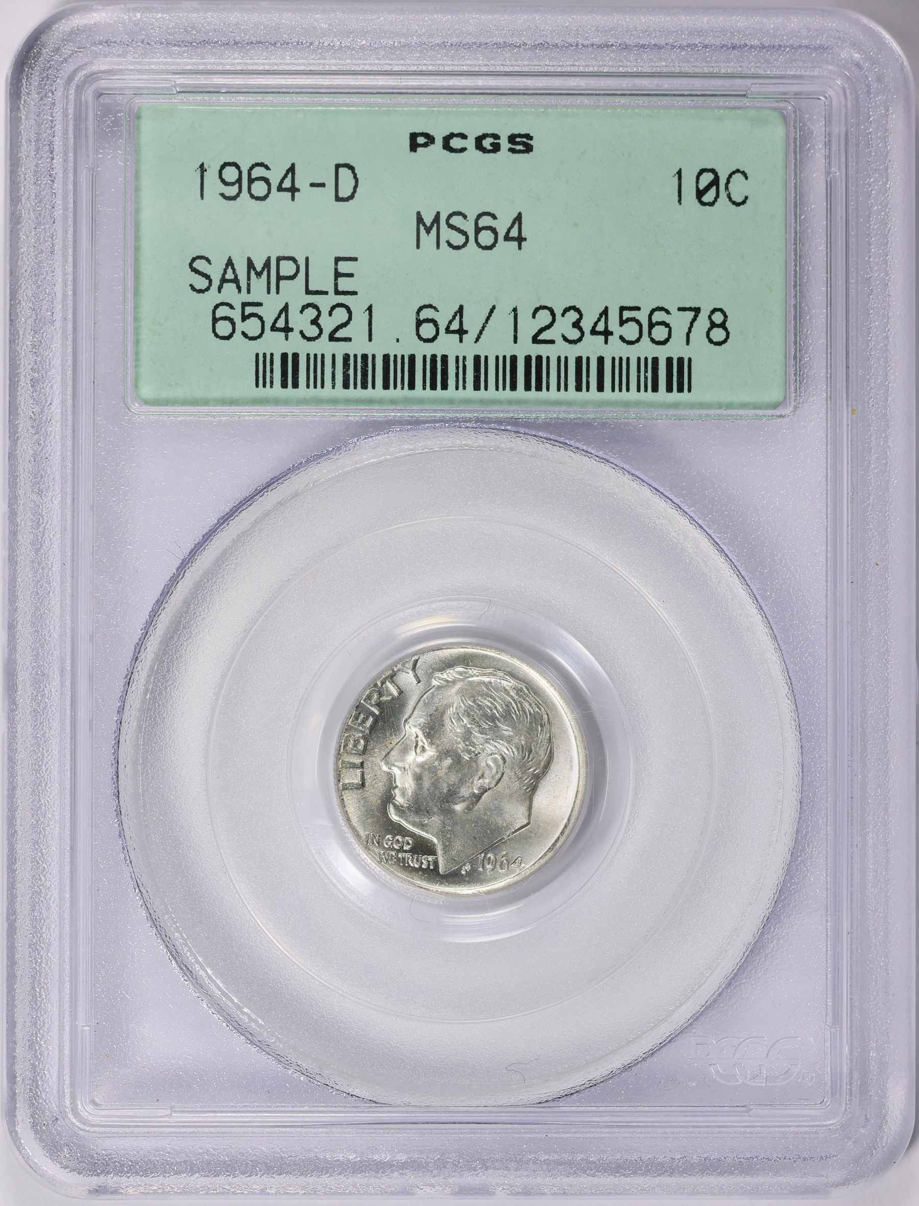1964-D Roosevelt Dime PCGS MS-64 OGH (Sample Slab) (Item 1651889 ...