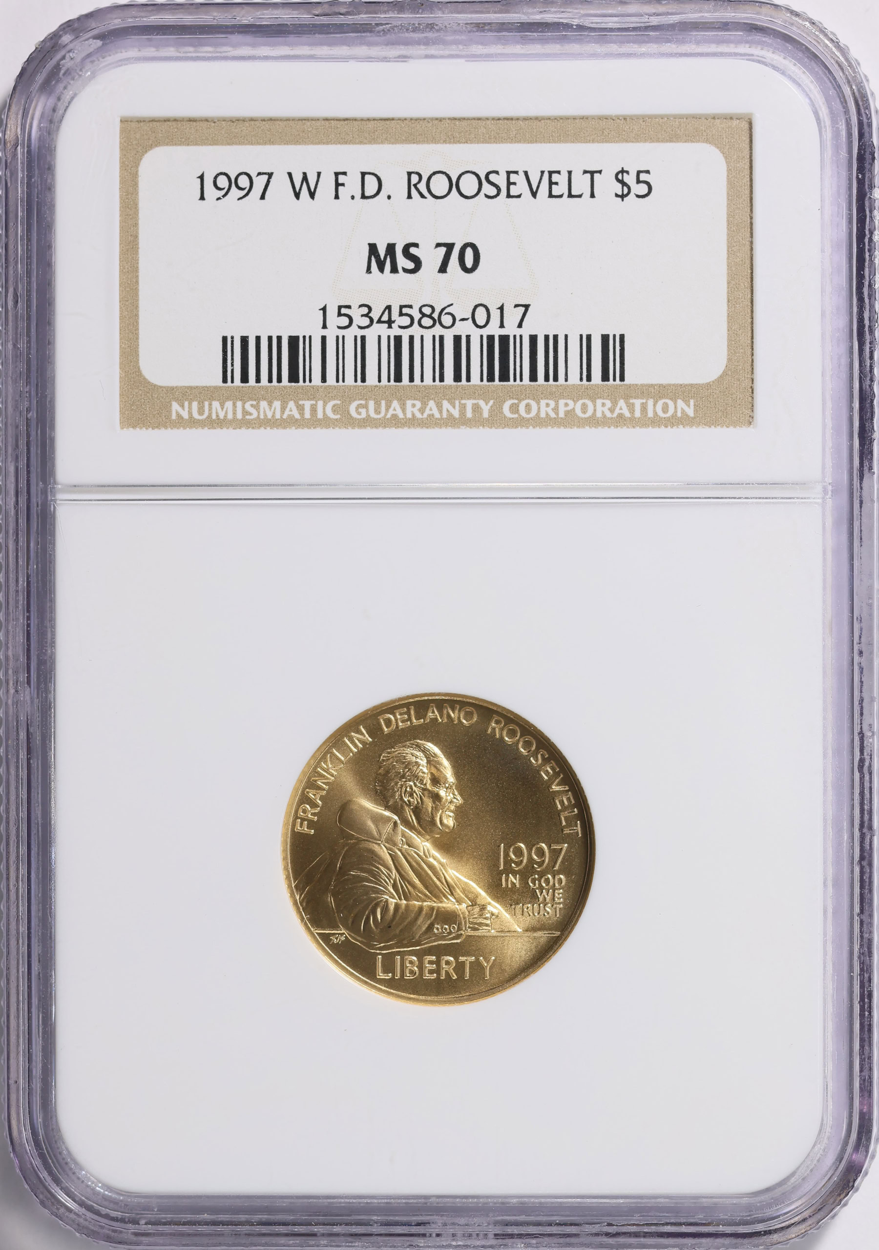 1997-W Franklin D. Roosevelt Gold $5 NGC MS-70 (Item 1652190 ...