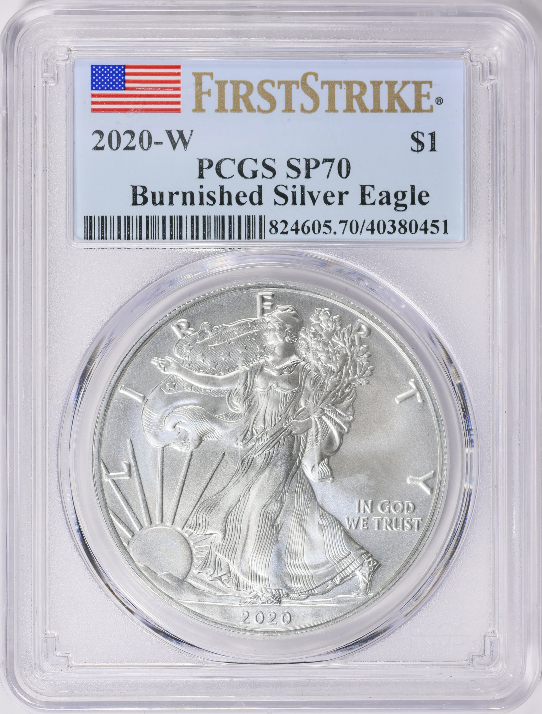 2020-W $1 Silver Eagle First Strike Burnished PCGS SP-70 (Item 1652200) | GreatCollections Coin ...