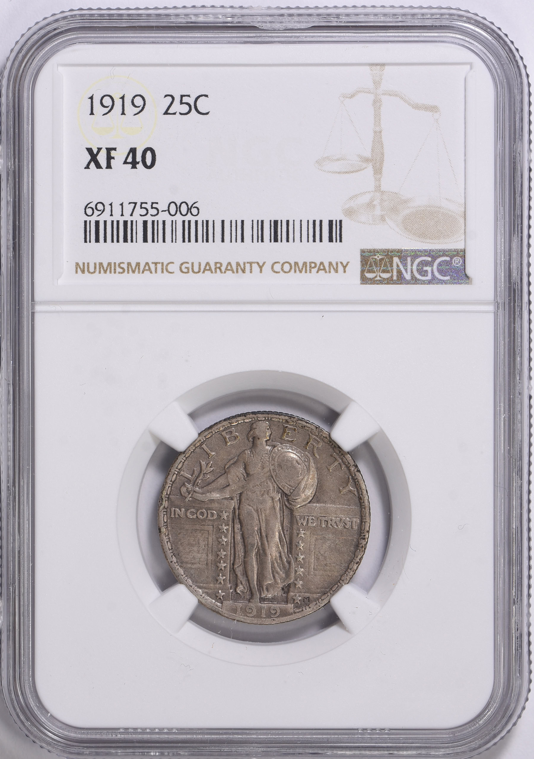 1919 Standing Liberty Quarter NGC XF-40 (Item 1652405) | GreatCollections Coin Auctions