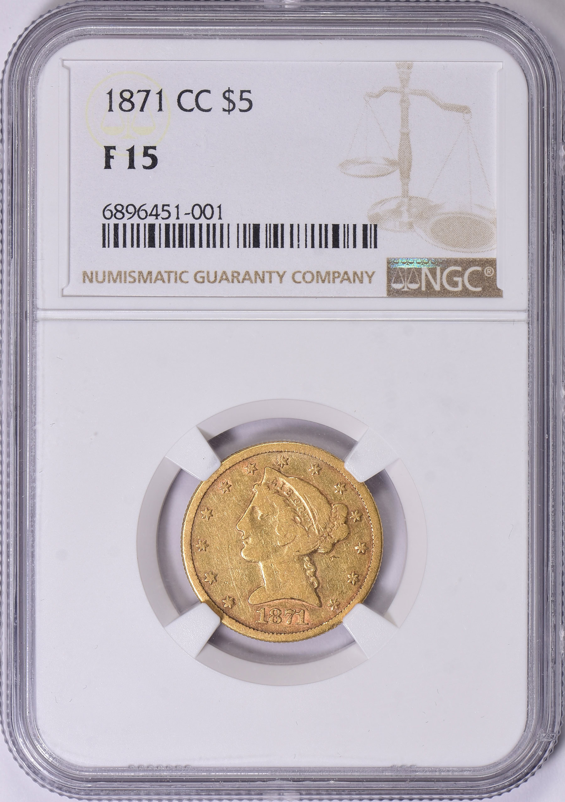 1871-CC Liberty Gold Half Eagle NGC F-15 (Item 1652440) | GreatCollections Coin Auctions