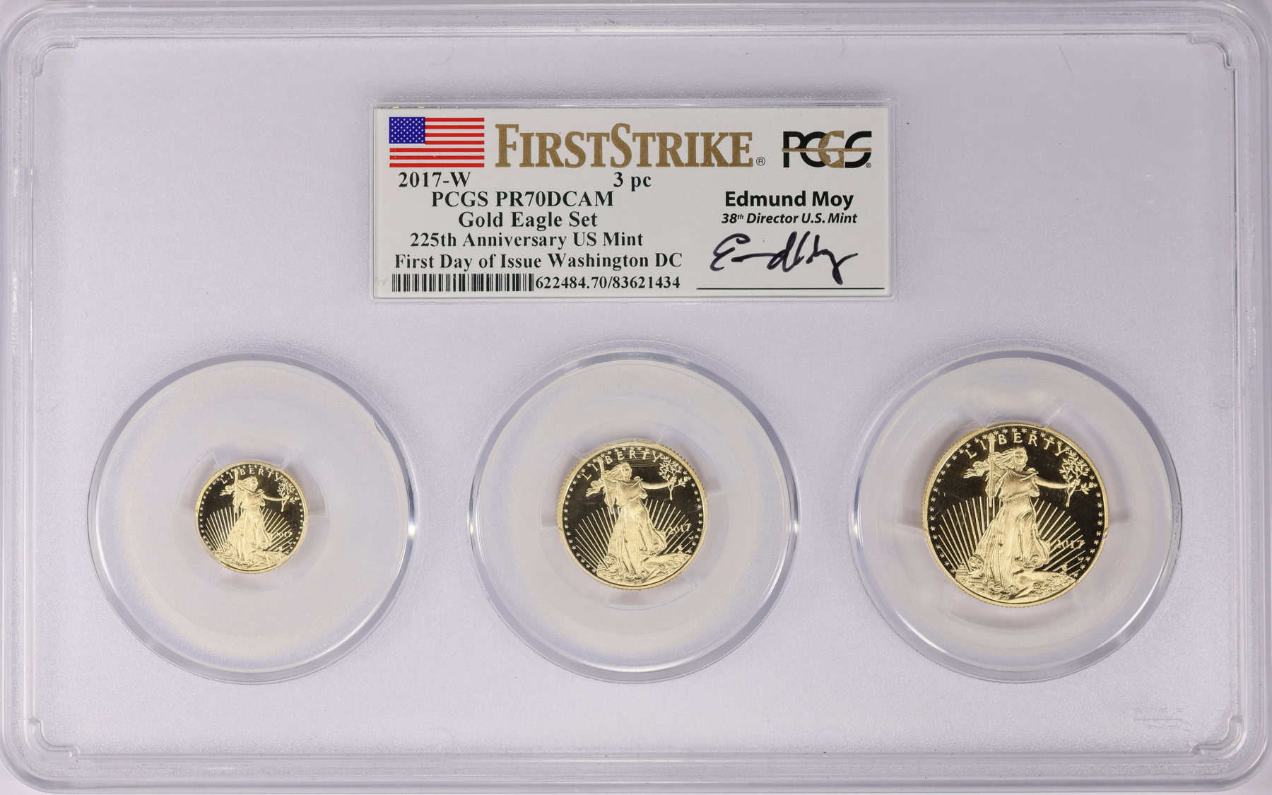 2017-W $5, $10 and $25 Gold American Eagle Set First Strike First Day ...