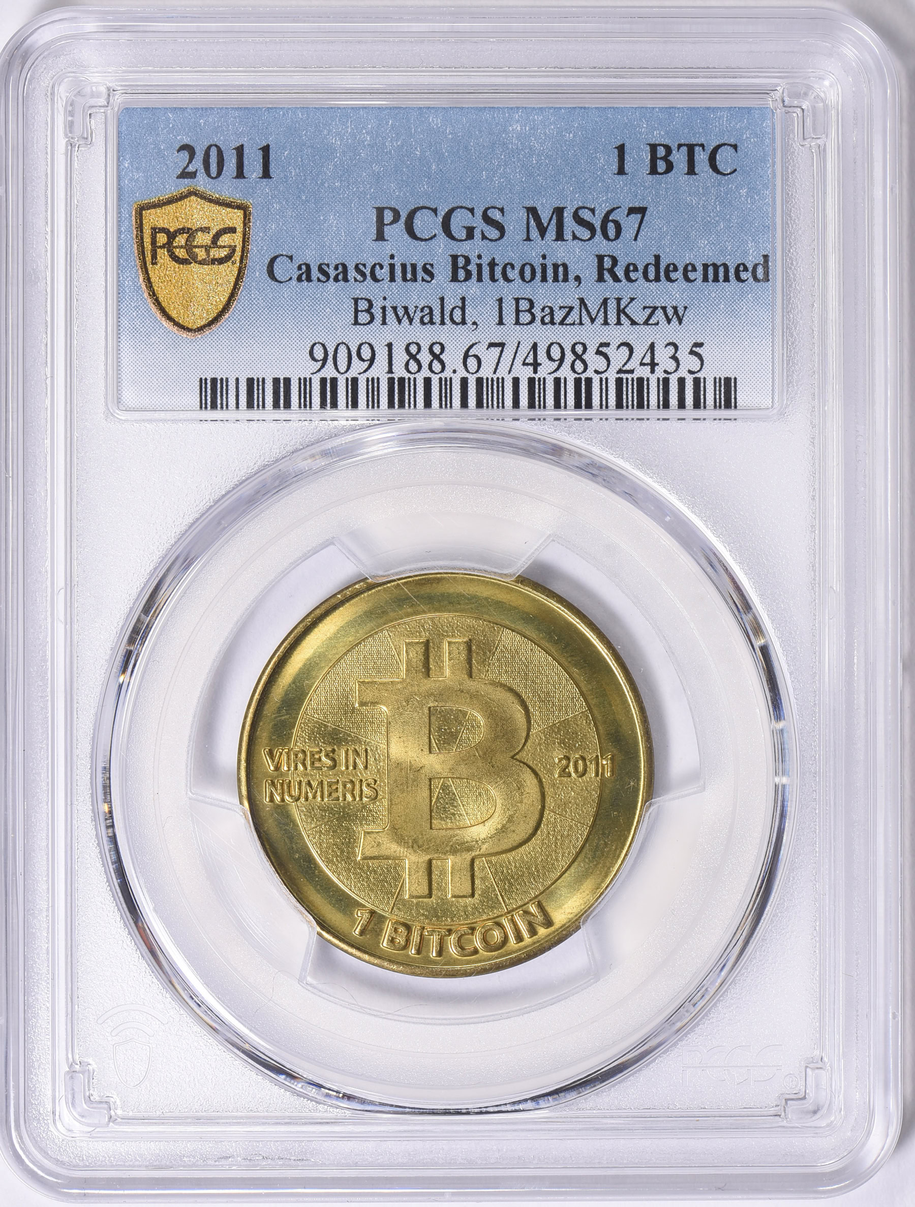 2011 1 BTC Casascius Bitcoin Casascius Redeemed PCGS MS-67 (Item ...