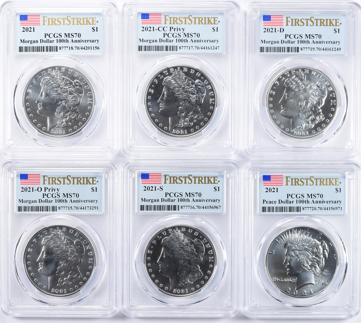2021 Morgan and Peace Silver Dollar Set 100th Anniversary First Strike ...