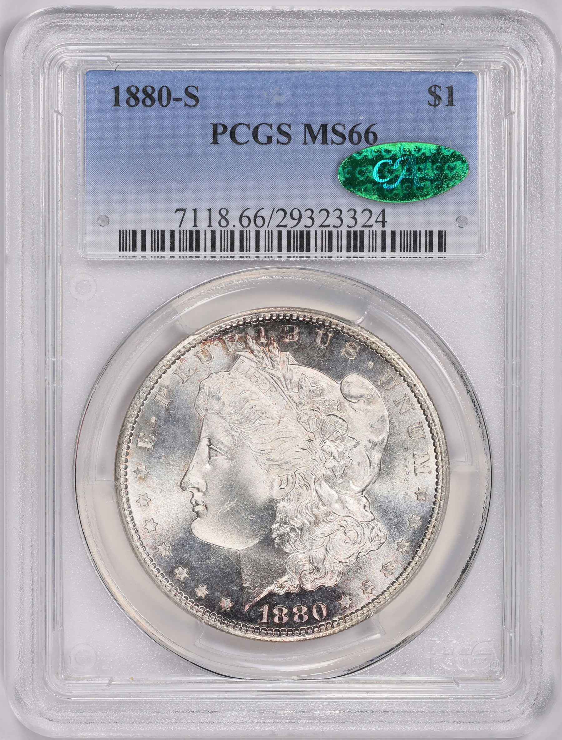 1880-S Morgan Silver Dollar PCGS MS-66 (CAC Green) (Toned) (Item 1652641) | GreatCollections ...