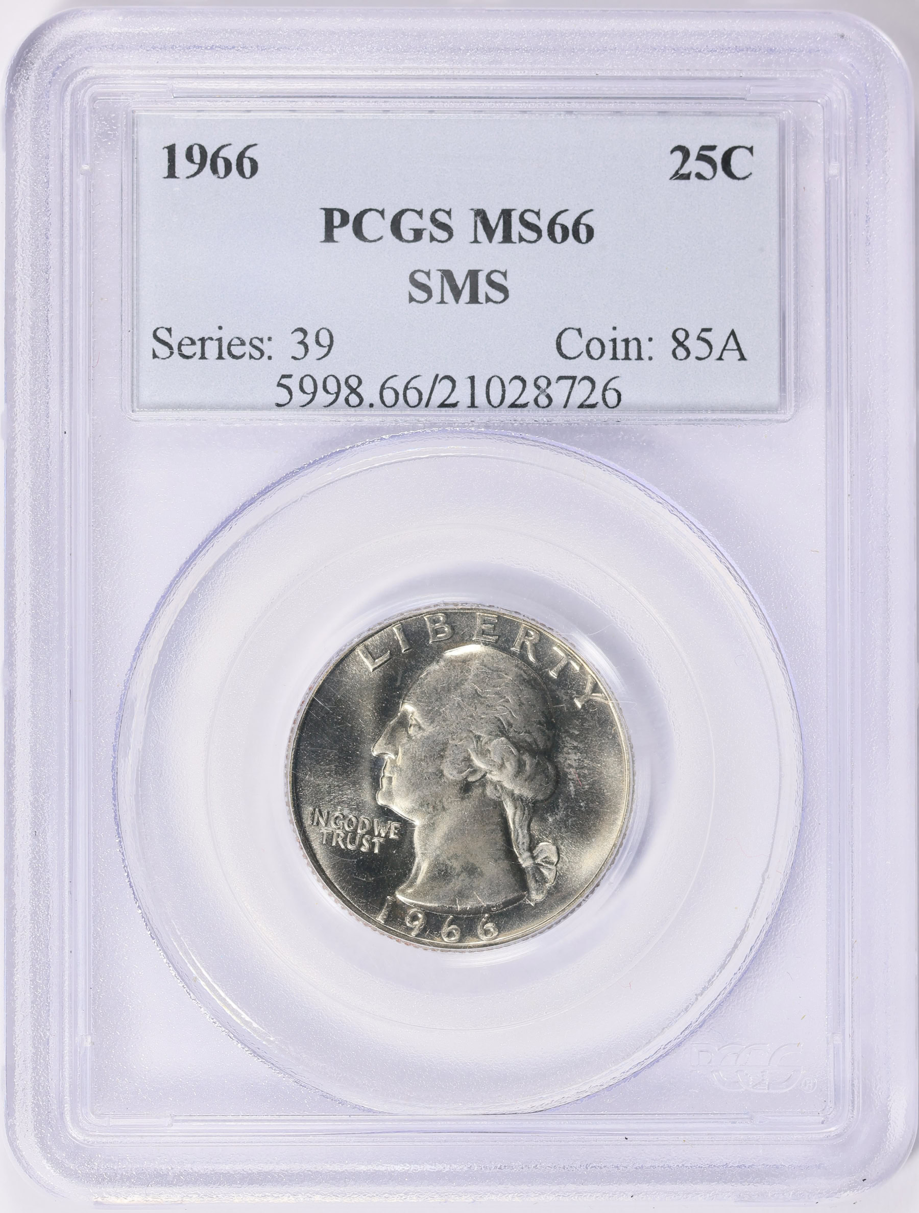 1966 Washington Quarter SMS PCGS MS-66 (Item 1652707 ...