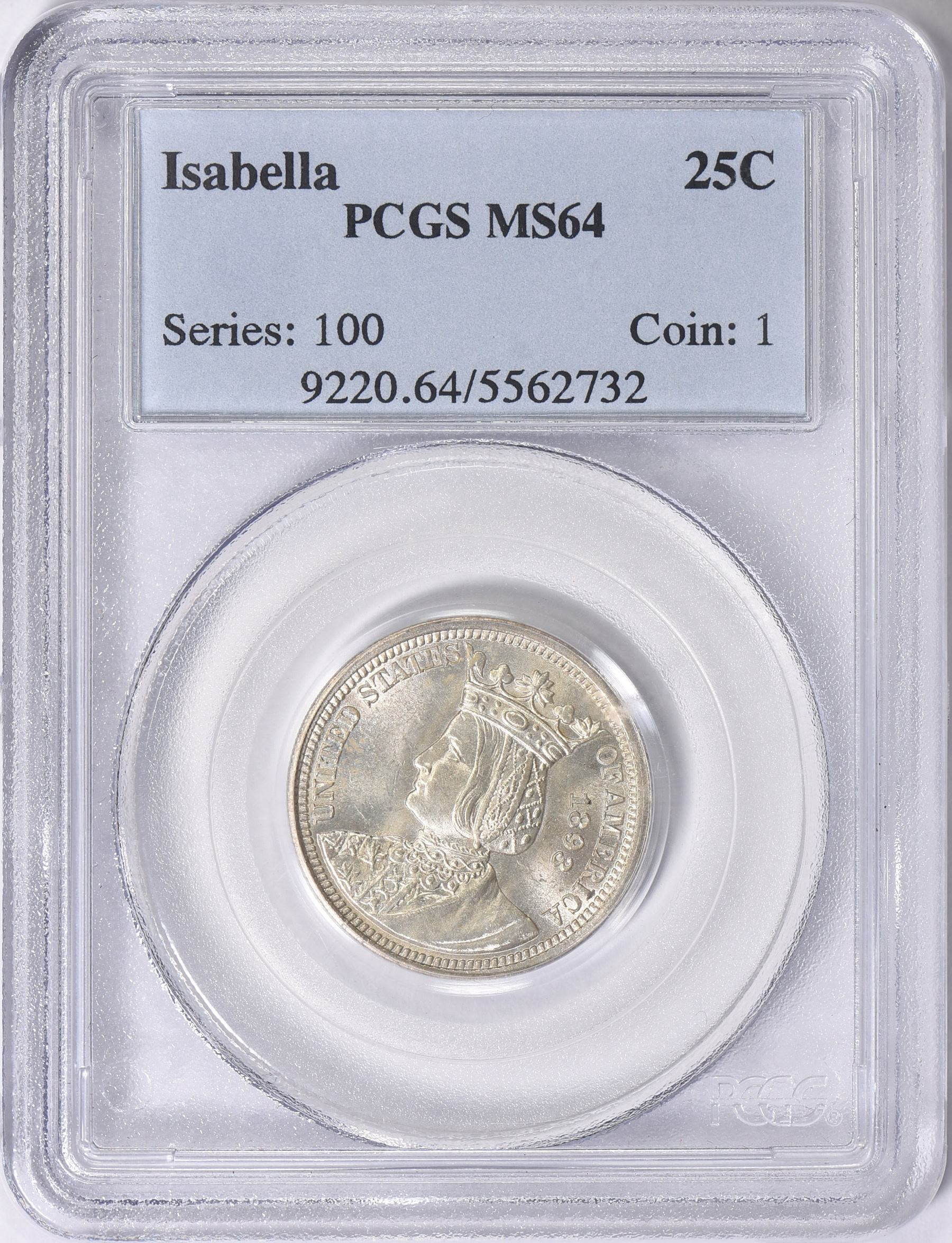 1893 World Columbian Exposition, Isabella Quarter PCGS MS-64 (Item ...