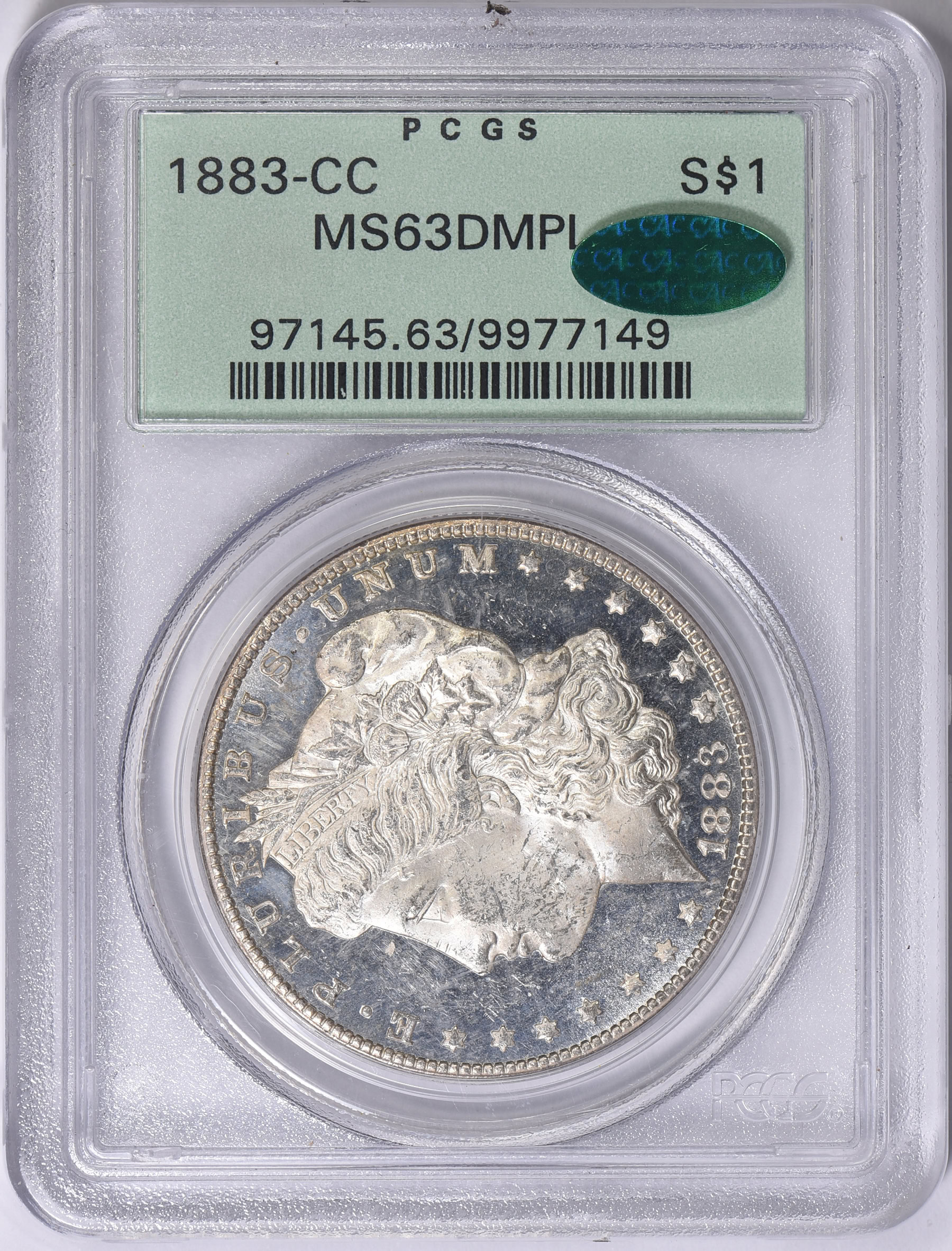 1883-CC Morgan Silver Dollar PCGS MS-63 DMPL (CAC Green) OGH (Item 1652724) | GreatCollections ...