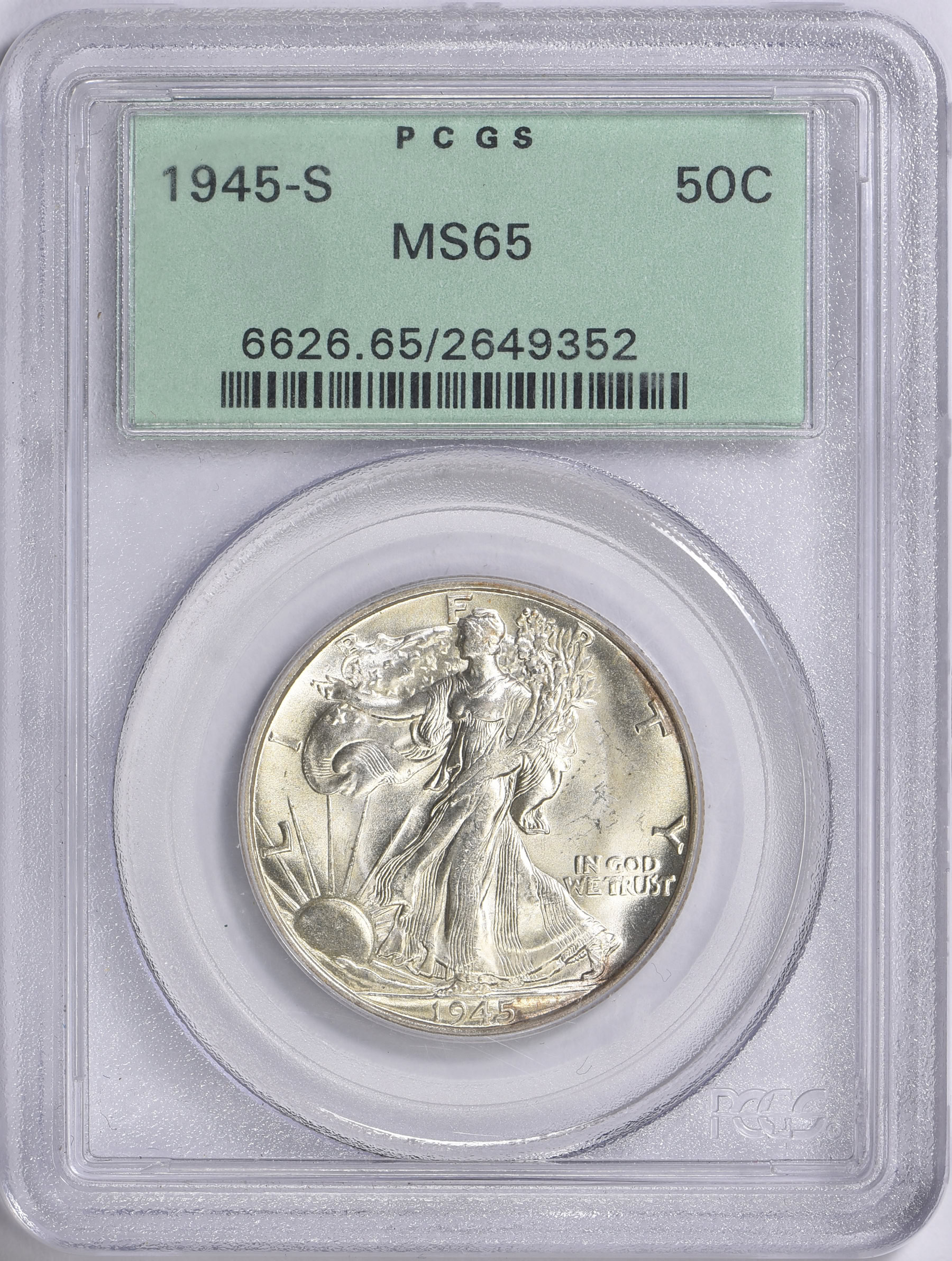 1945-S Walking Liberty Half Dollar PCGS MS-65 OGH (Item 1652726) | GreatCollections Coin Auctions