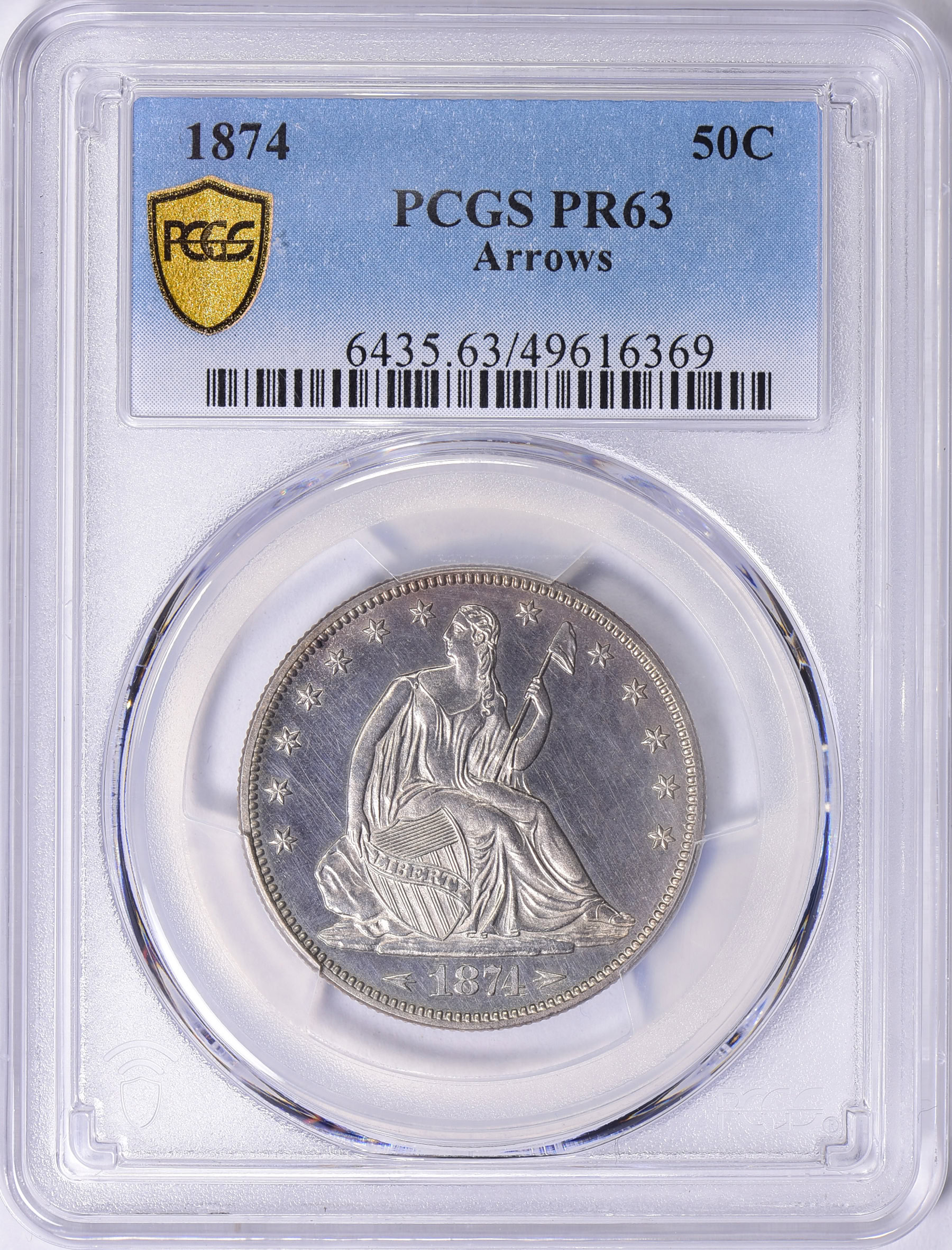 1874 Seated Liberty Half Dollar Arrows PCGS Proof-63 (Item 1652920) | GreatCollections Coin Auctions