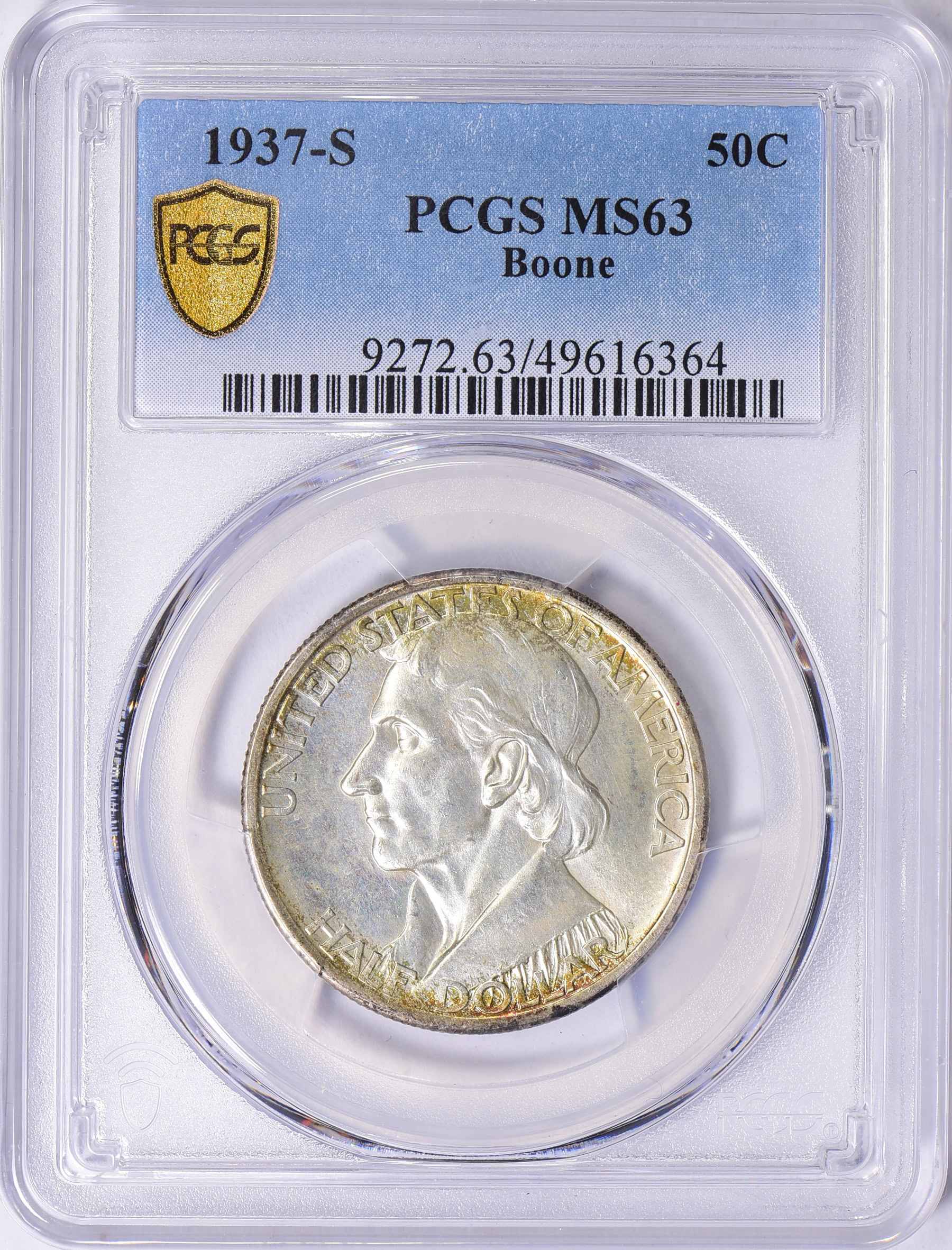 1937-S Daniel Boone Bicentennial Half Dollar PCGS MS-63 (Toned) (Item 1652928 ...