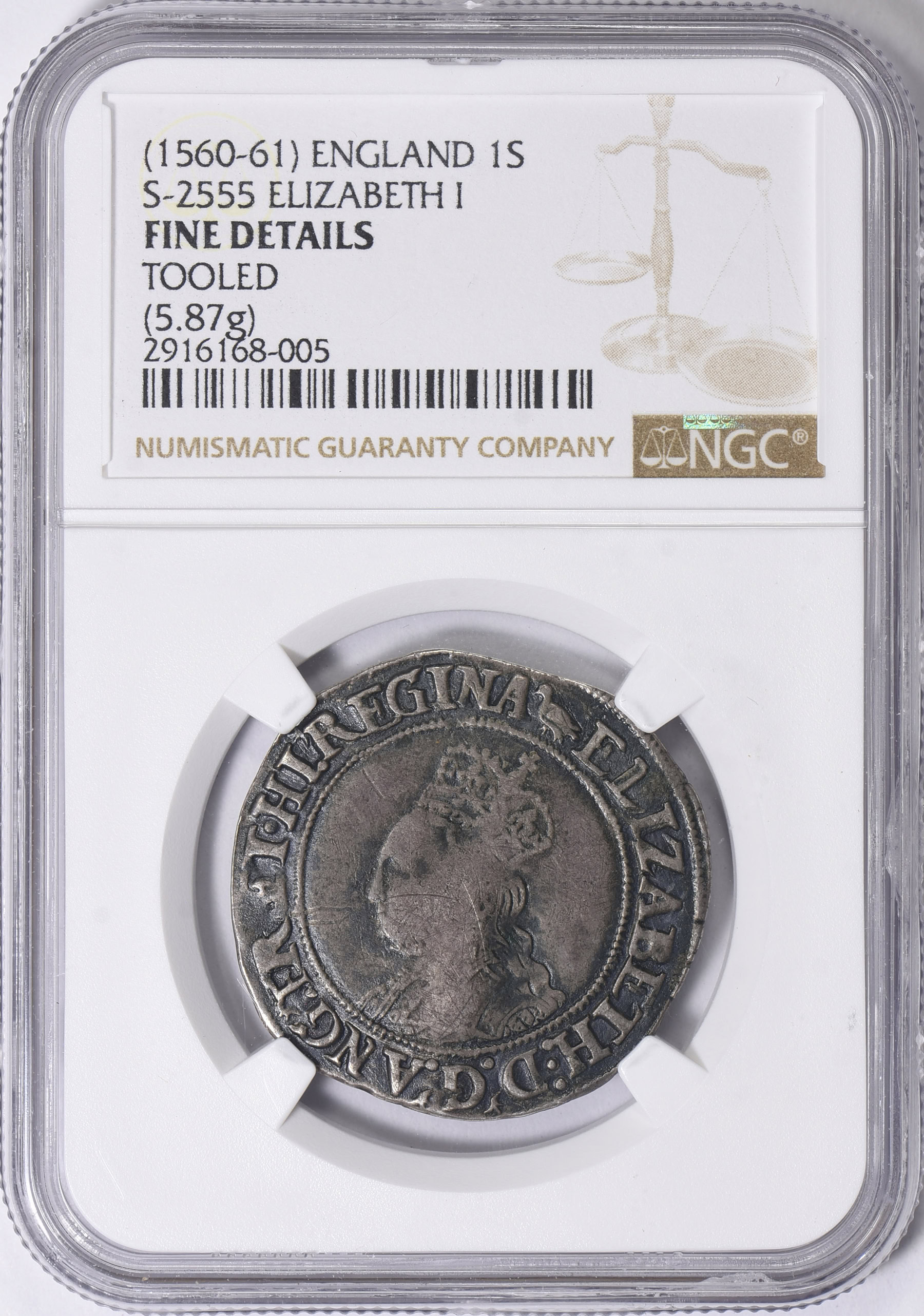 Great Britain ND (1560-61) Silver Shilling of Elizabeth I Martlet Mint ...