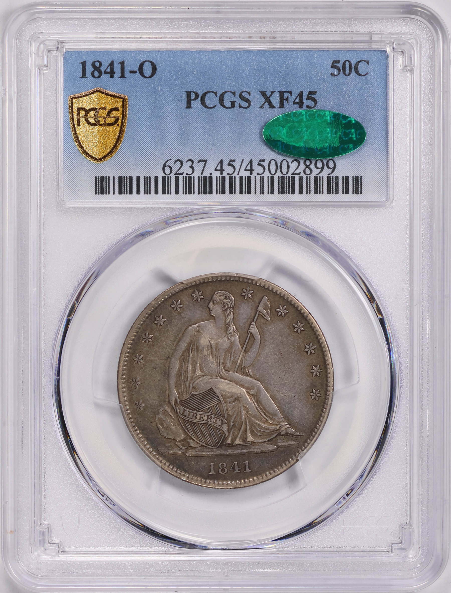 1841-O Seated Liberty Half Dollar PCGS XF-45 (CAC Green) (Item 1653091) | GreatCollections Coin ...