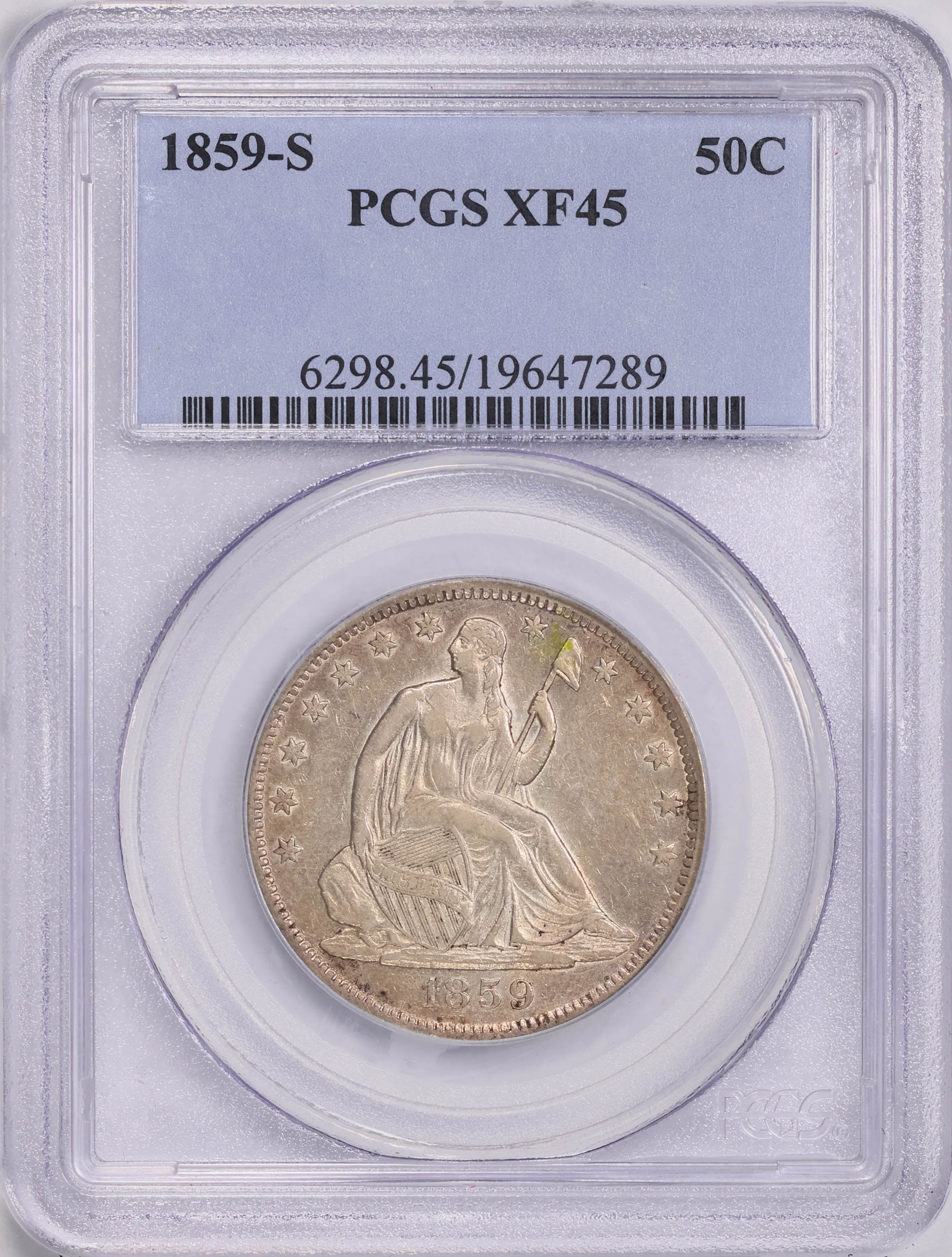 1859-S Seated Liberty Half Dollar PCGS XF-45 (Item 1653095) | GreatCollections Coin Auctions