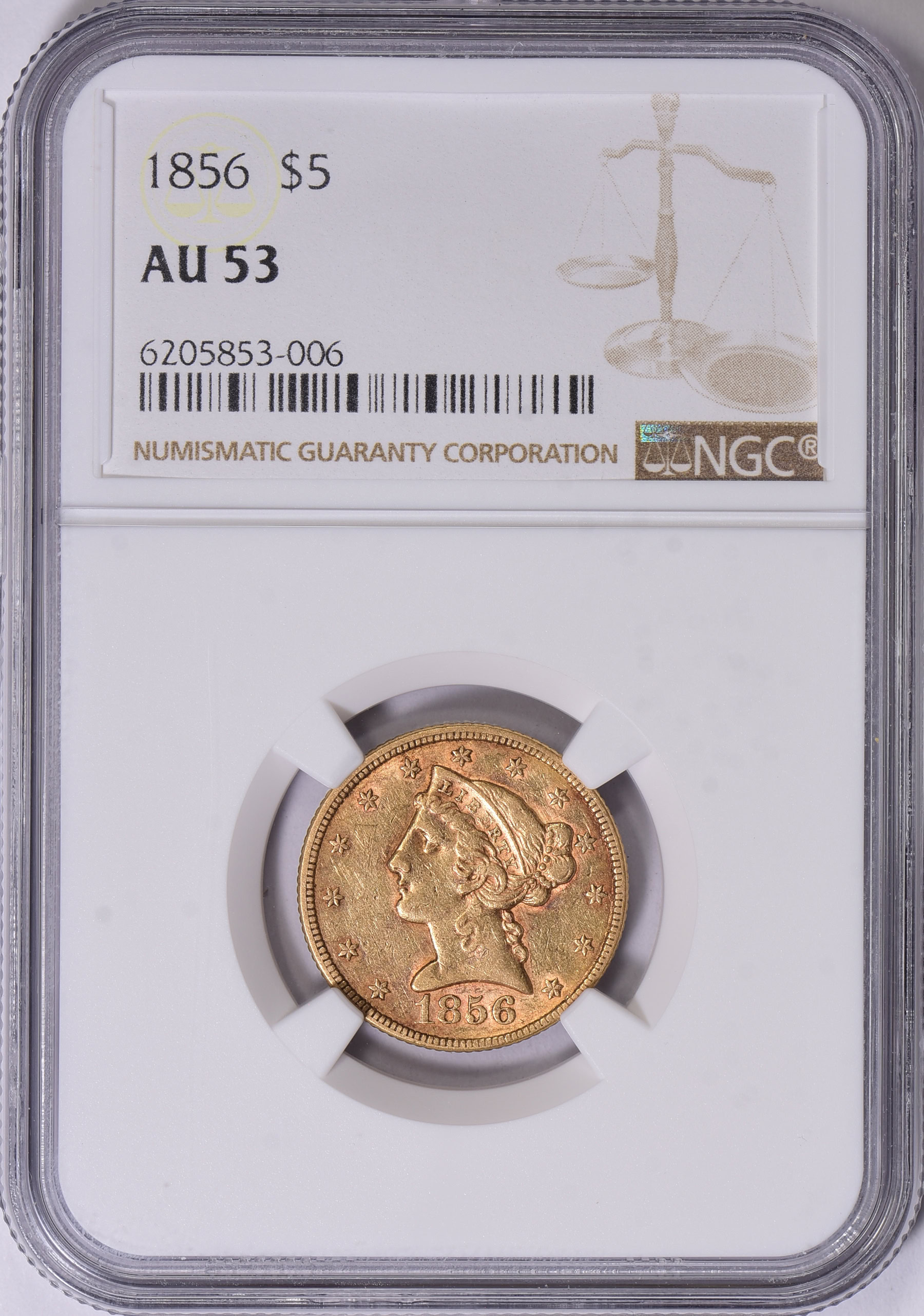 1856 Liberty Gold Half Eagle NGC AU-53 (Item 1653184 ...