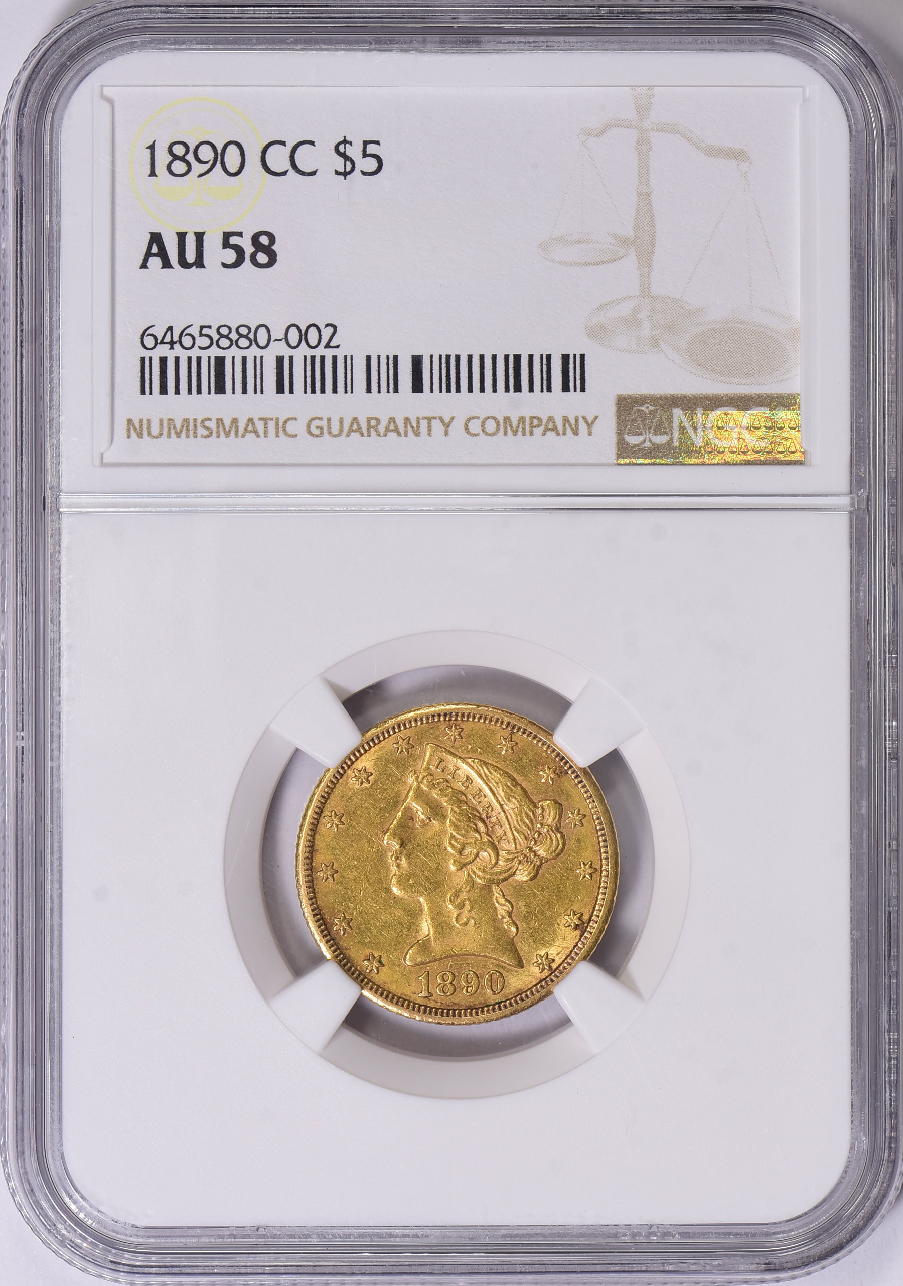 1890-CC Liberty Gold Half Eagle NGC AU-58 (Item 1653185 ...
