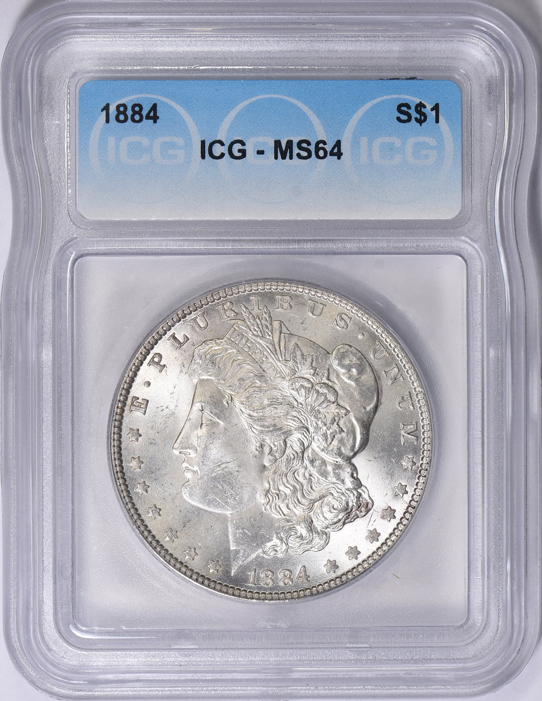 1884 Morgan Silver Dollar ICG MS-64 (Item 1653287) | GreatCollections Coin Auctions
