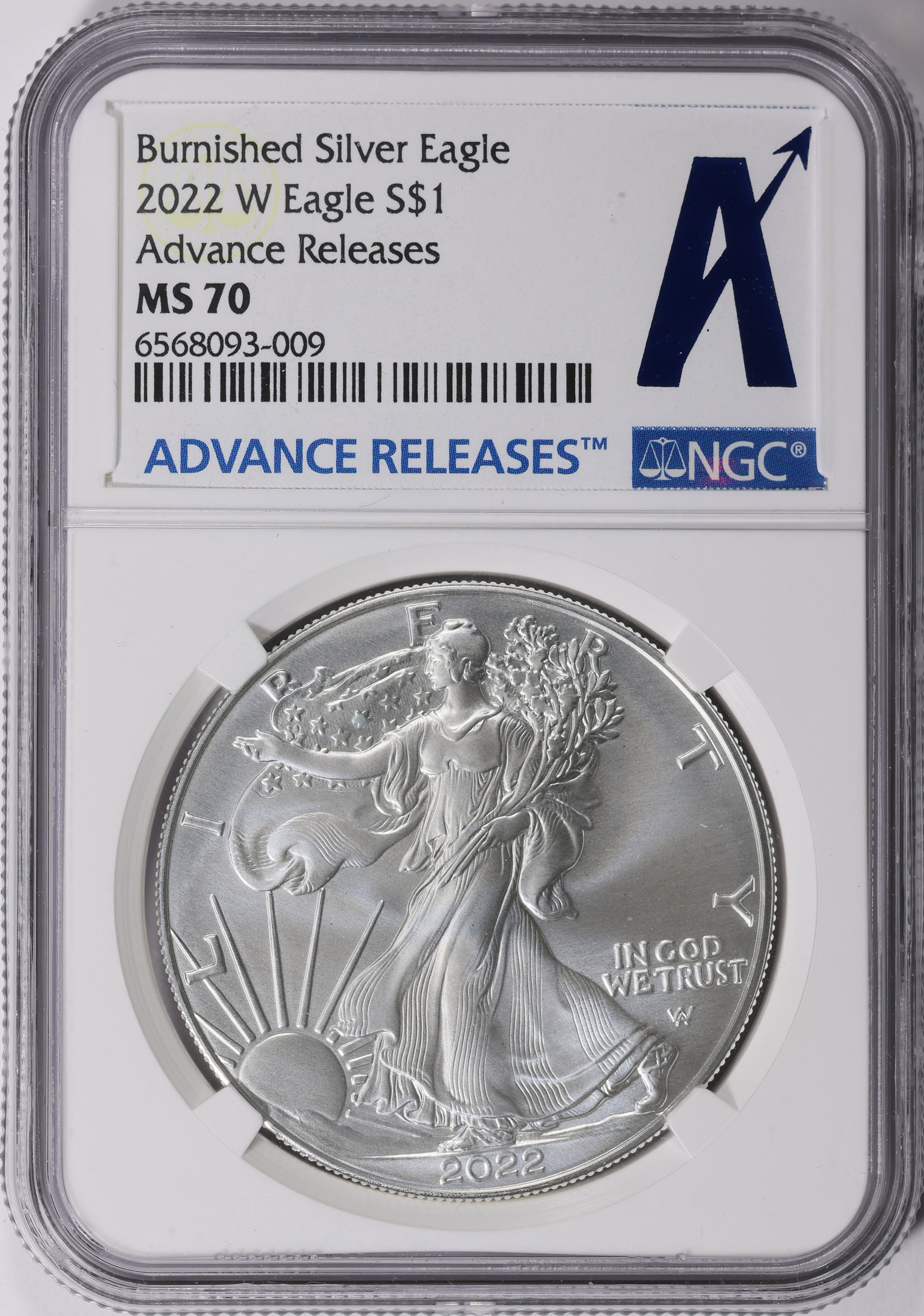 2022-W $1 Silver Eagle Burnished Advance Releases NGC MS-70 (Item 1653348) | GreatCollections ...