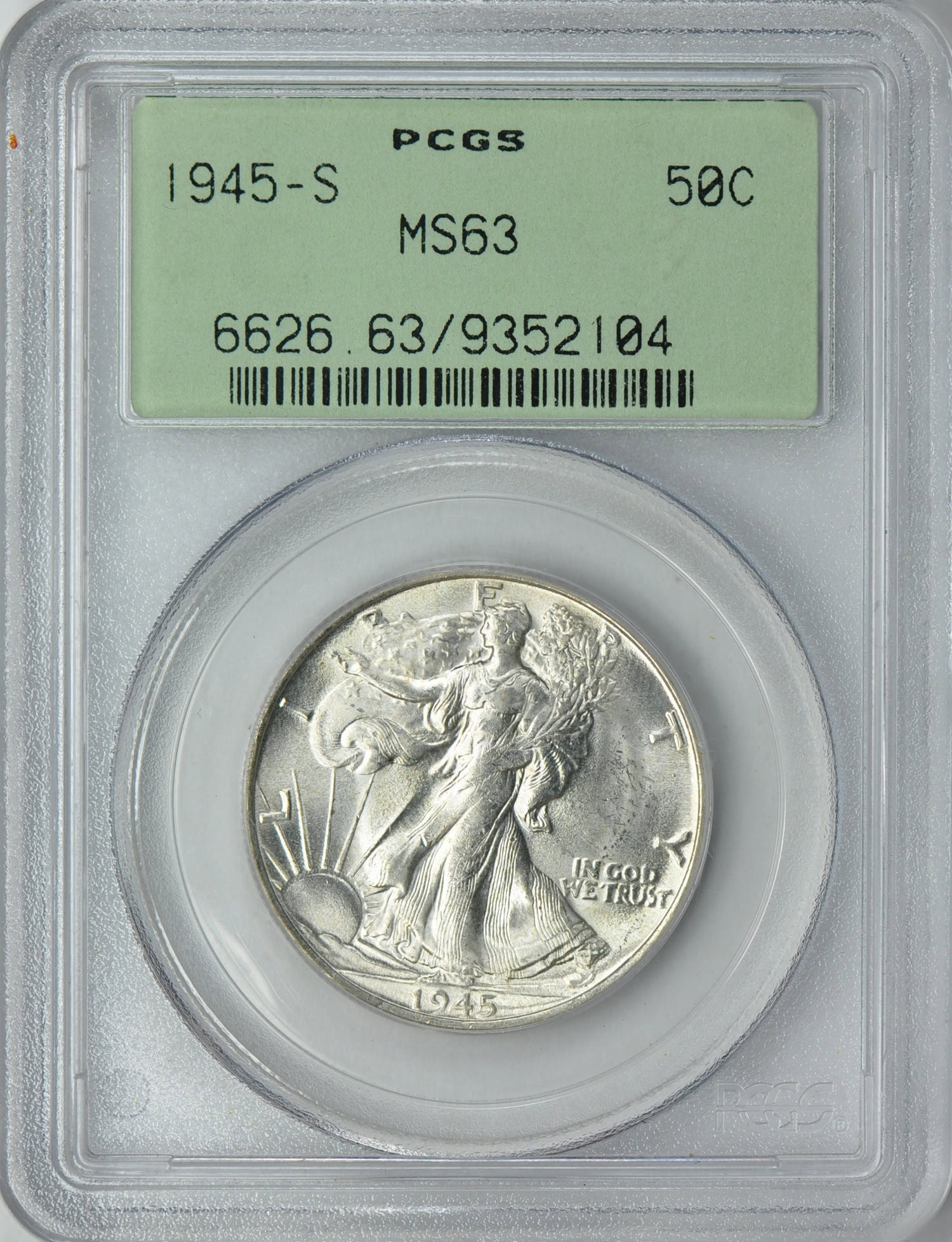 1945-S Walking Liberty Half Dollar PCGS MS-63 OGH (Item 1653397) | GreatCollections Coin Auctions