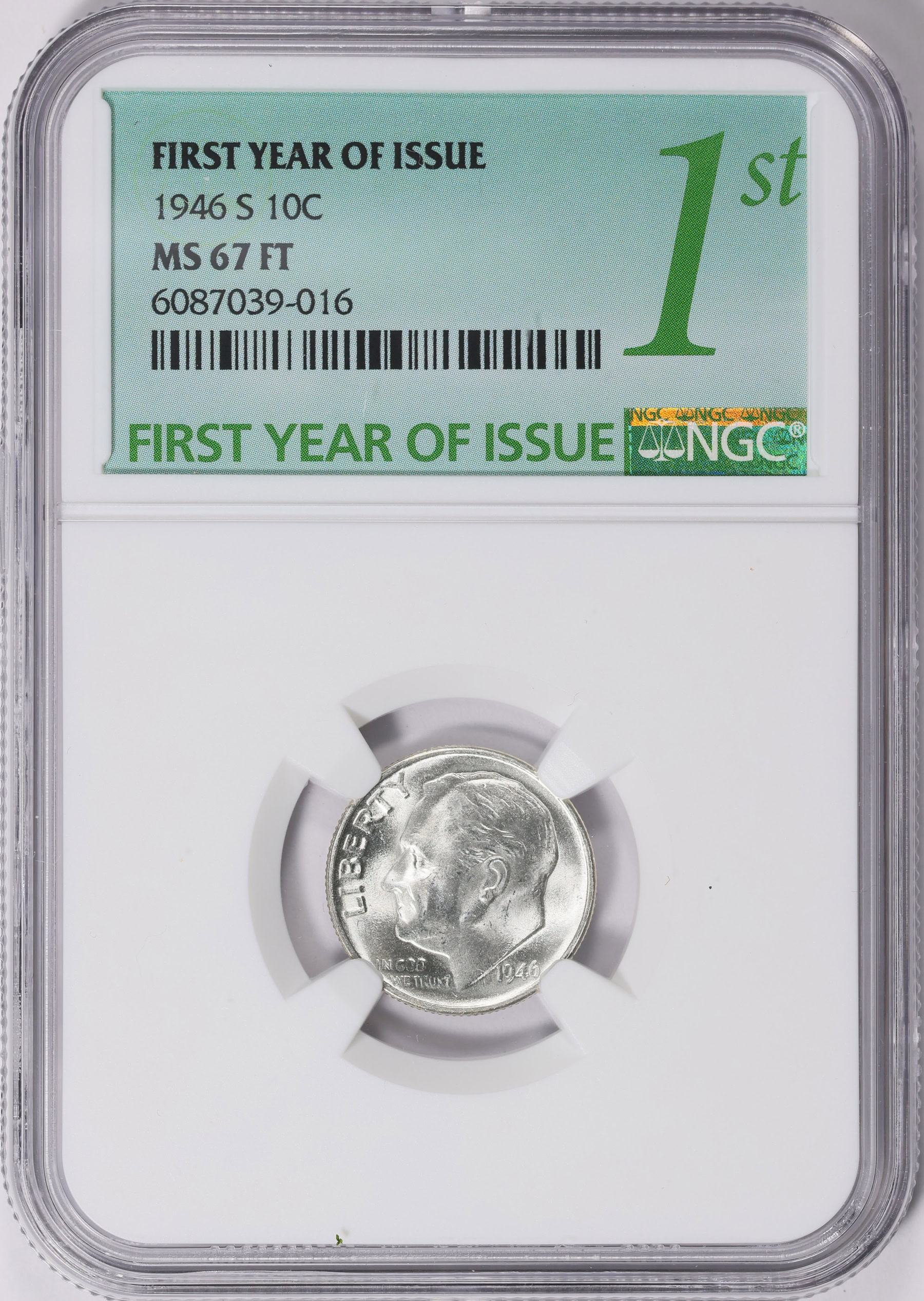 1946-S Roosevelt Dime NGC MS-67 FT (First Year of Issue Label) (Item 1653552) | GreatCollections ...