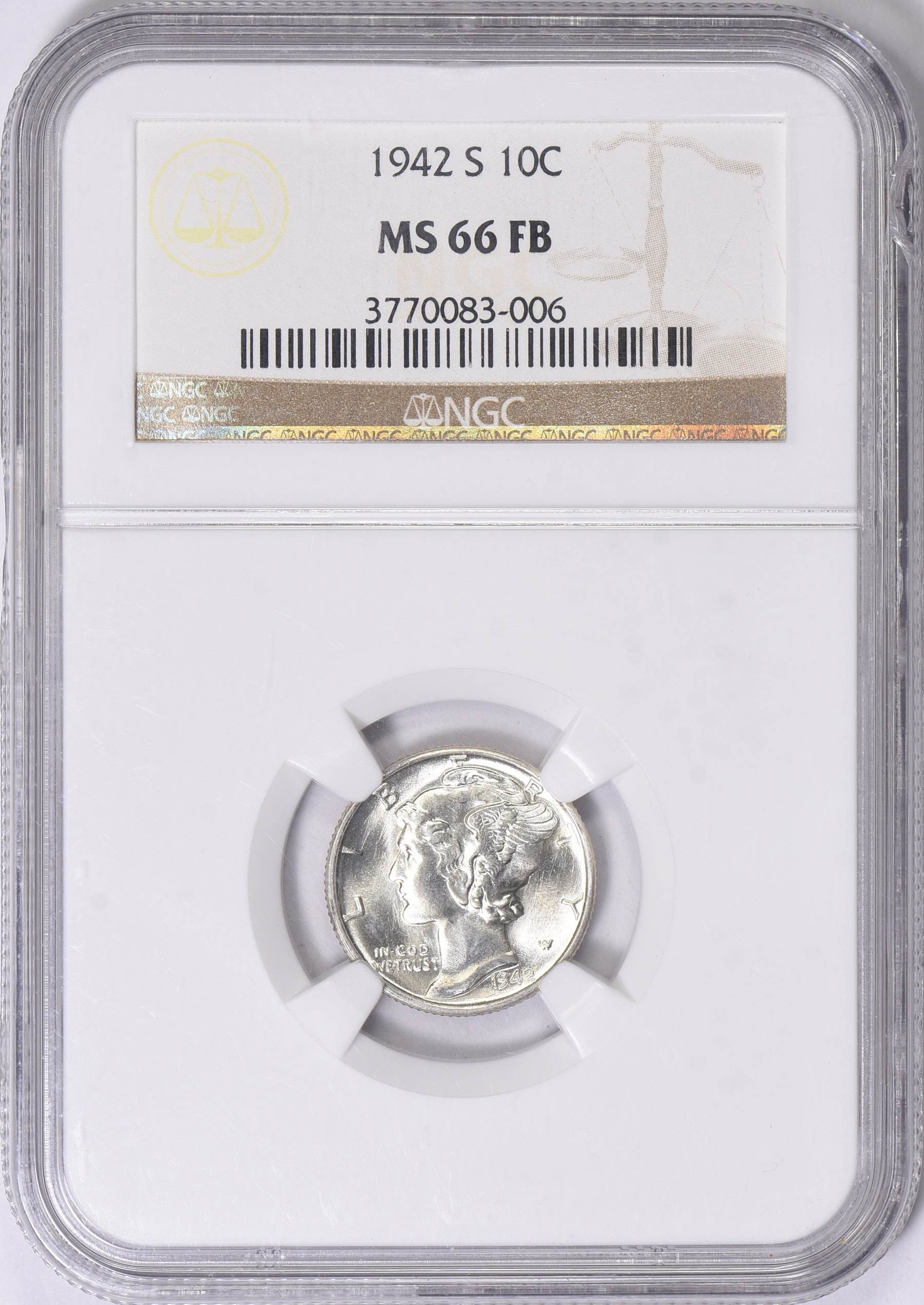 1942-S Mercury Dime NGC MS-66 FB (Item 1653594) | GreatCollections Coin Auctions