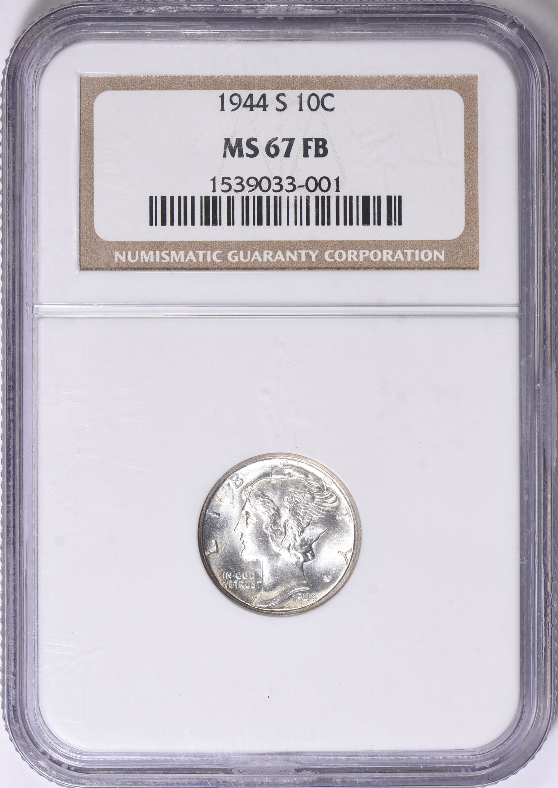 1944-S Mercury Dime NGC MS-67 FB (Toned) (Item 1653646) | GreatCollections Coin Auctions