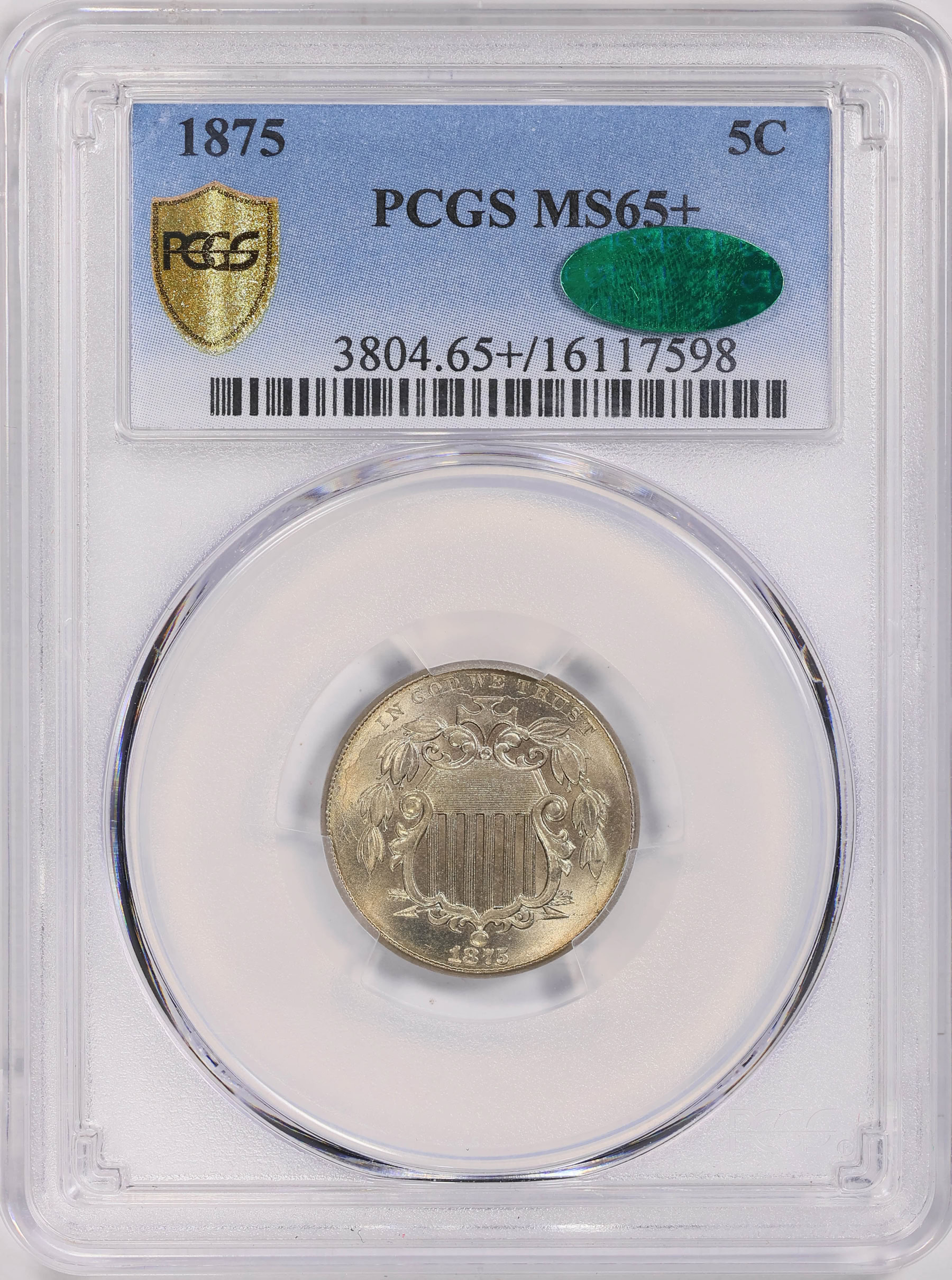 1875 Shield Nickel PCGS MS-65+ (CAC Green) (Item 1653717 ...