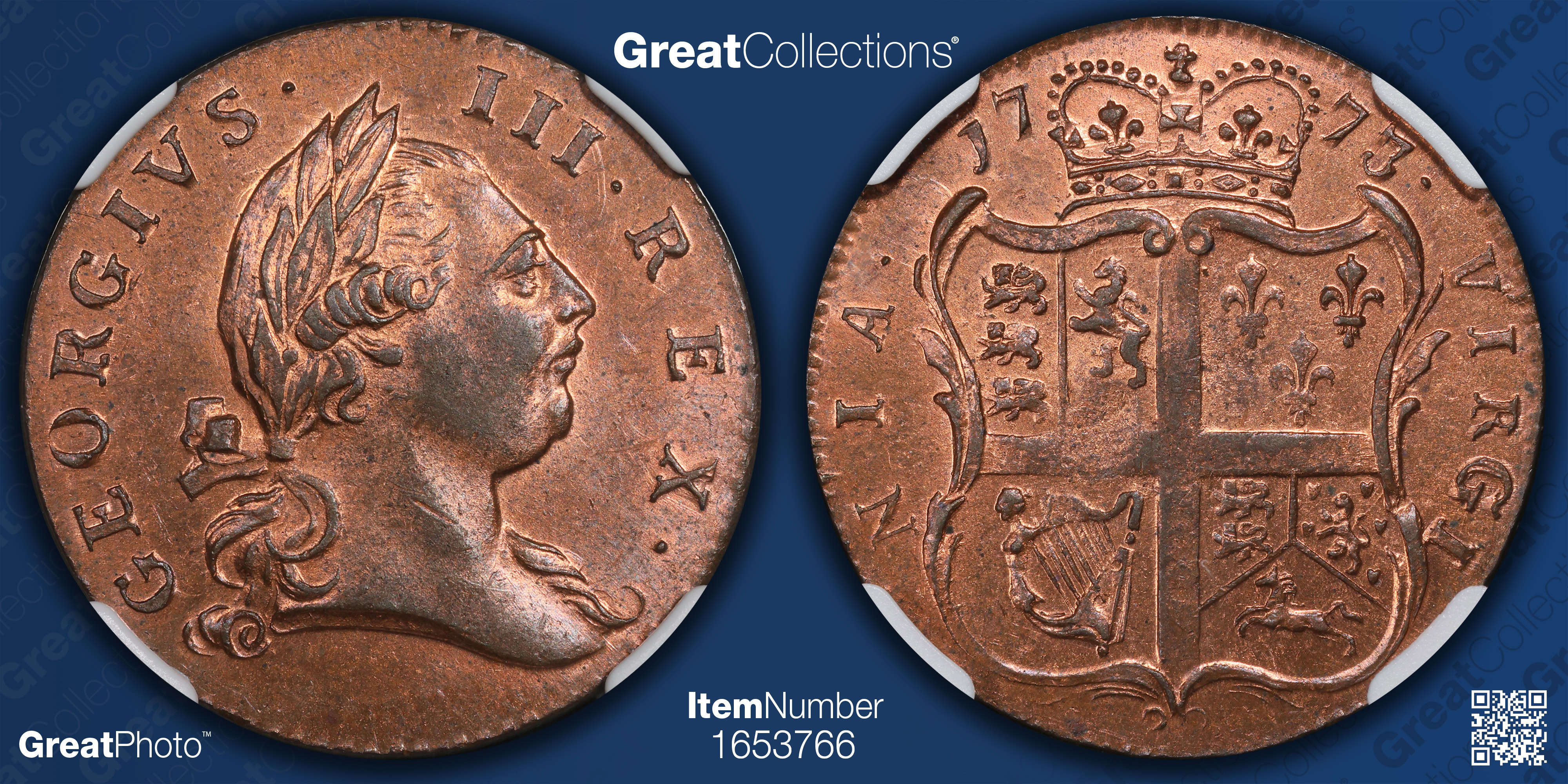 1773 Virginia Halfpenny With Period NGC MS-65 RB (Item 1653766 ...