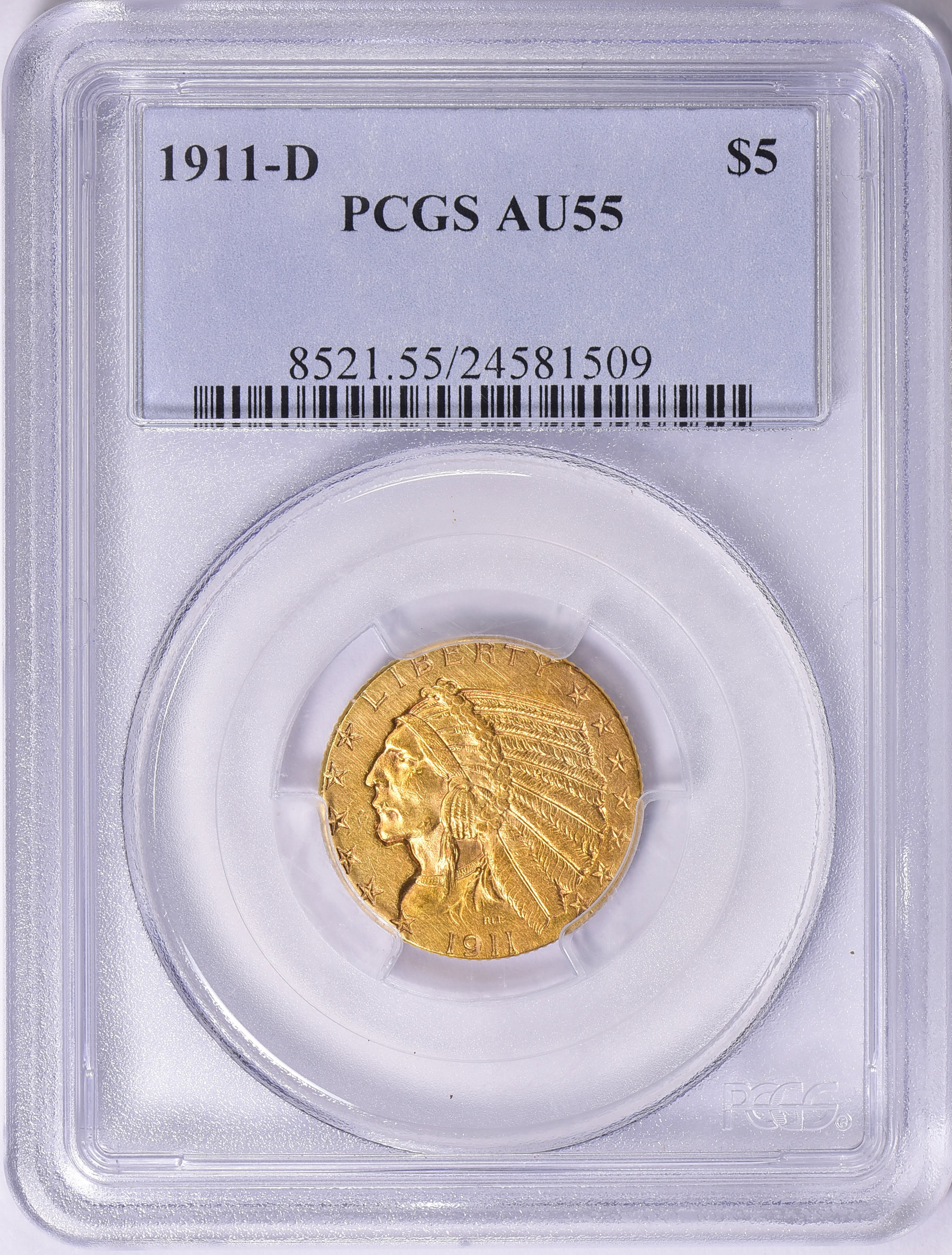 1911-D Indian Gold Half Eagle PCGS AU-55 (Item 1653816) | GreatCollections Coin Auctions