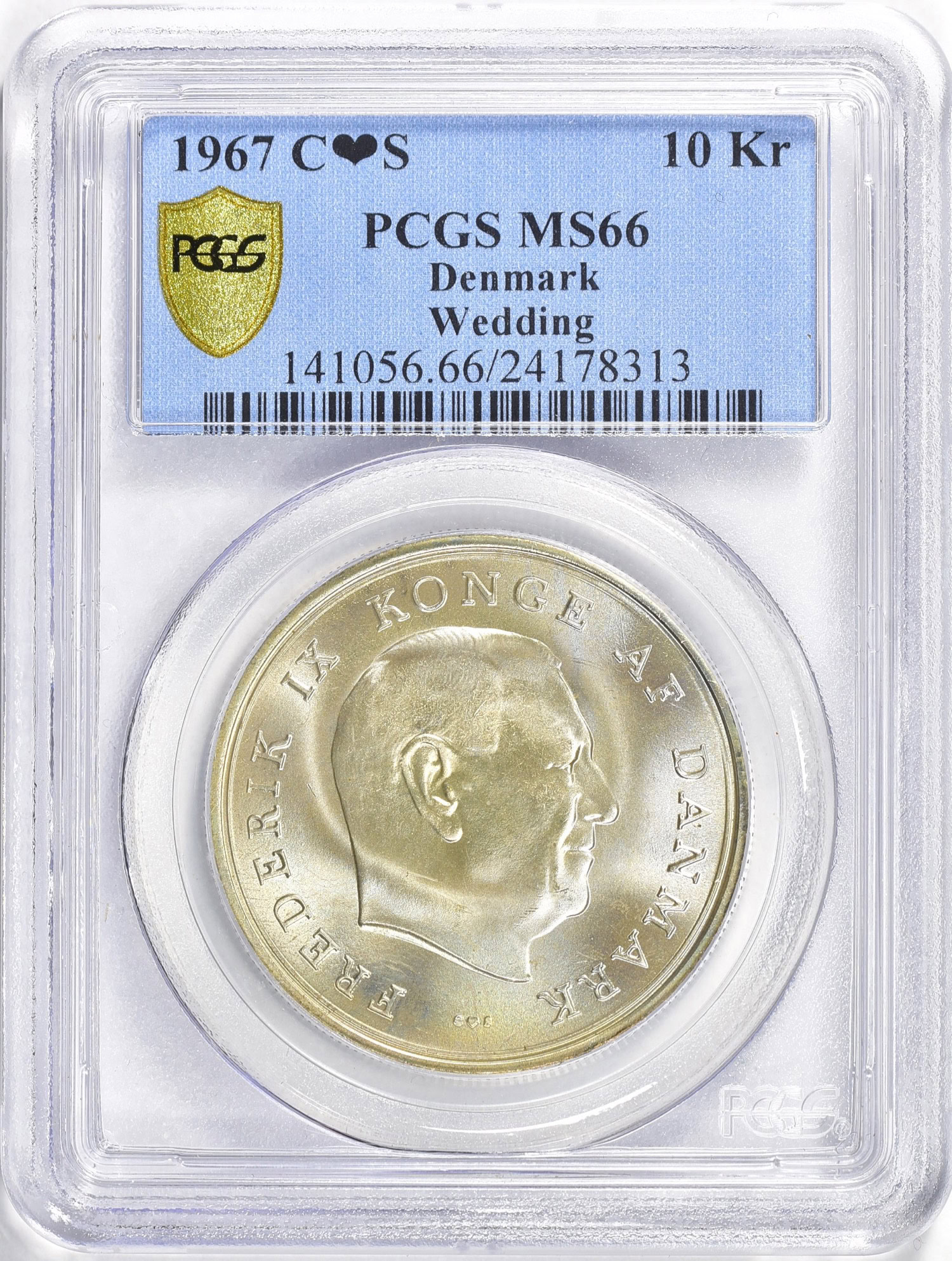 Denmark 1967-CS Silver 10 Kroner Wedding of Princess Margrethe KM-856 ...